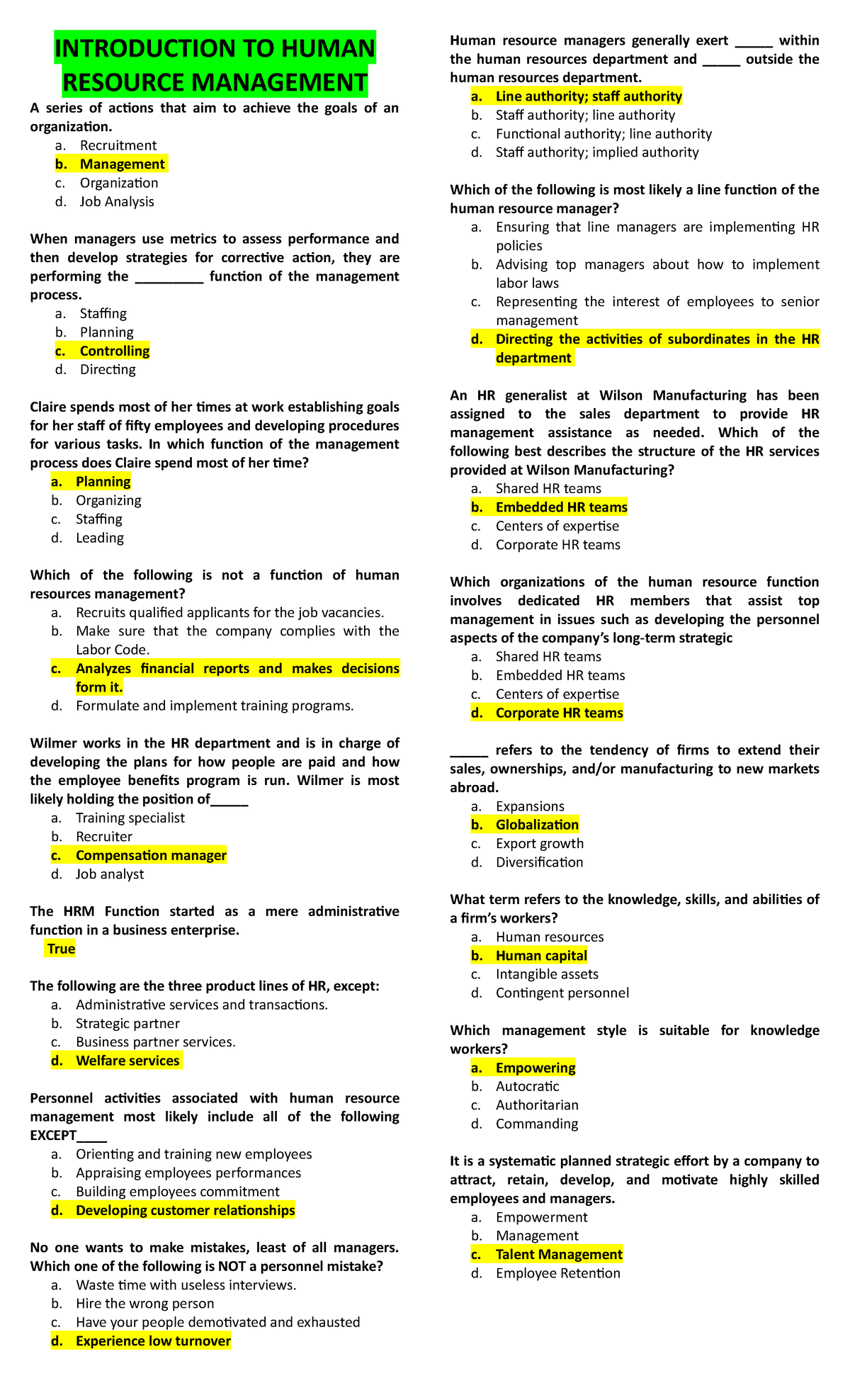 Human Resource Theories Lecture Notes - INTRODUCTION TO HUMAN RESOURCE ...