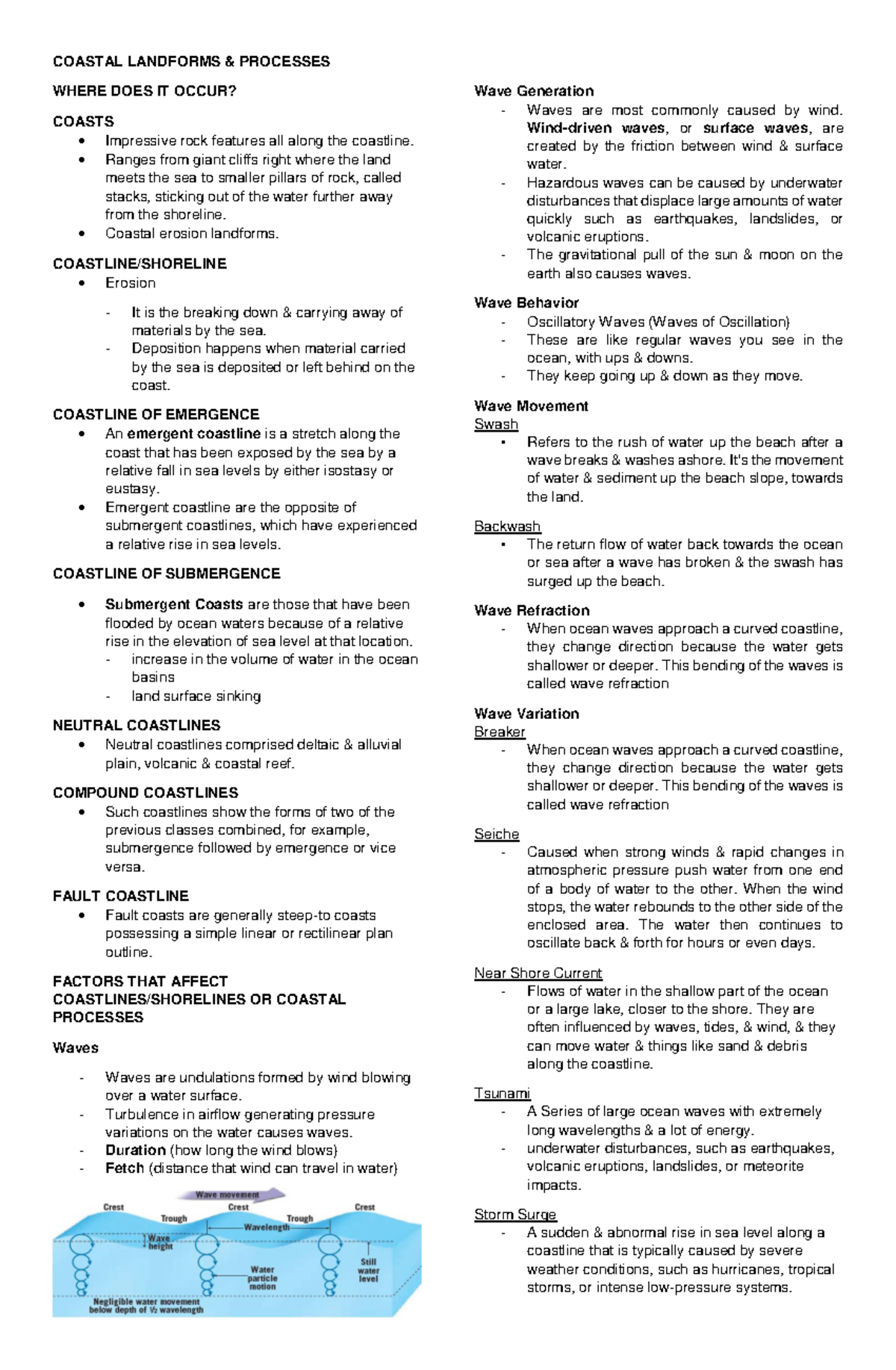 Coastal- Landforms - COASTAL LANDFORMS & PROCESSES WHERE DOES IT OCCUR ...