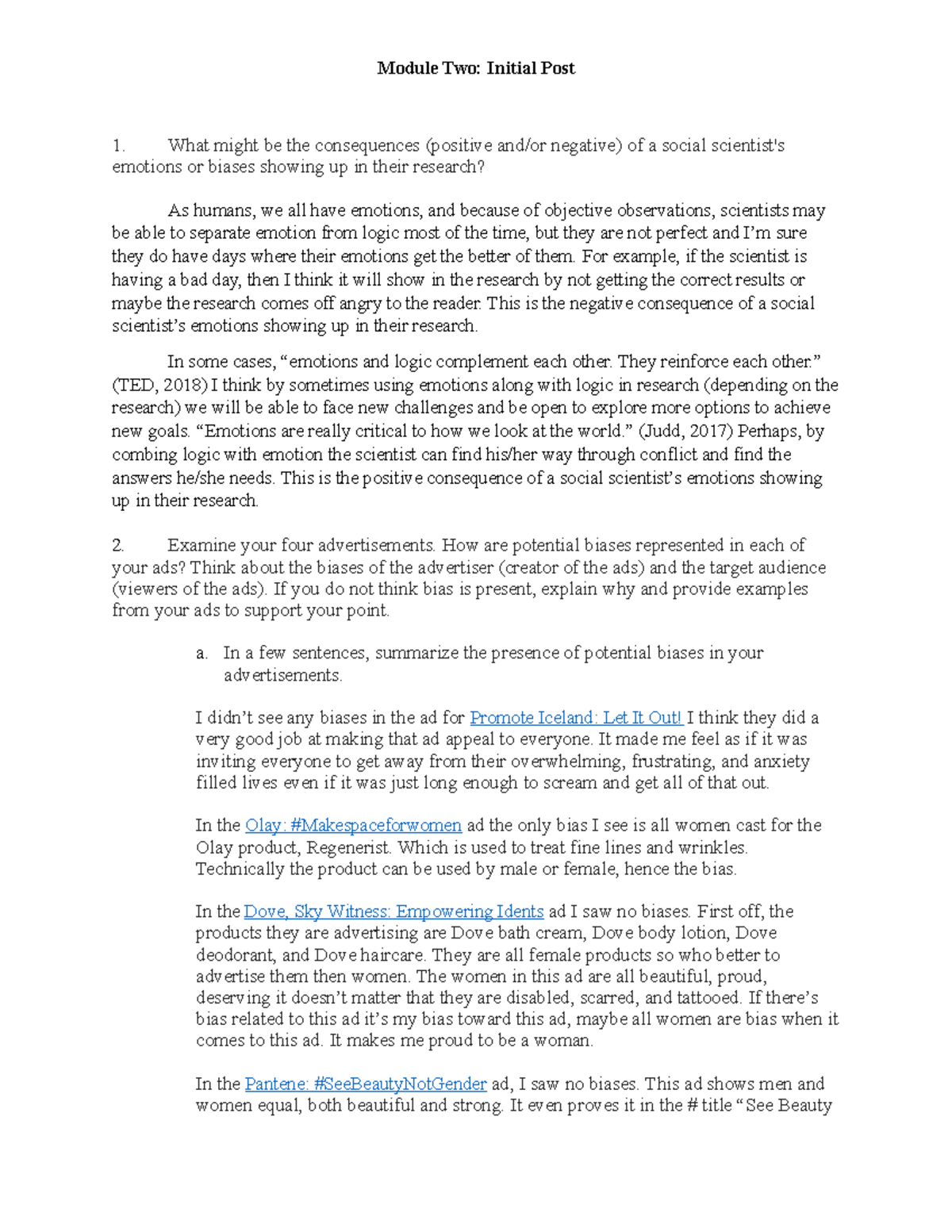 Soc Sci Inital Post 2 - Perspectives in the social sciences Initial ...