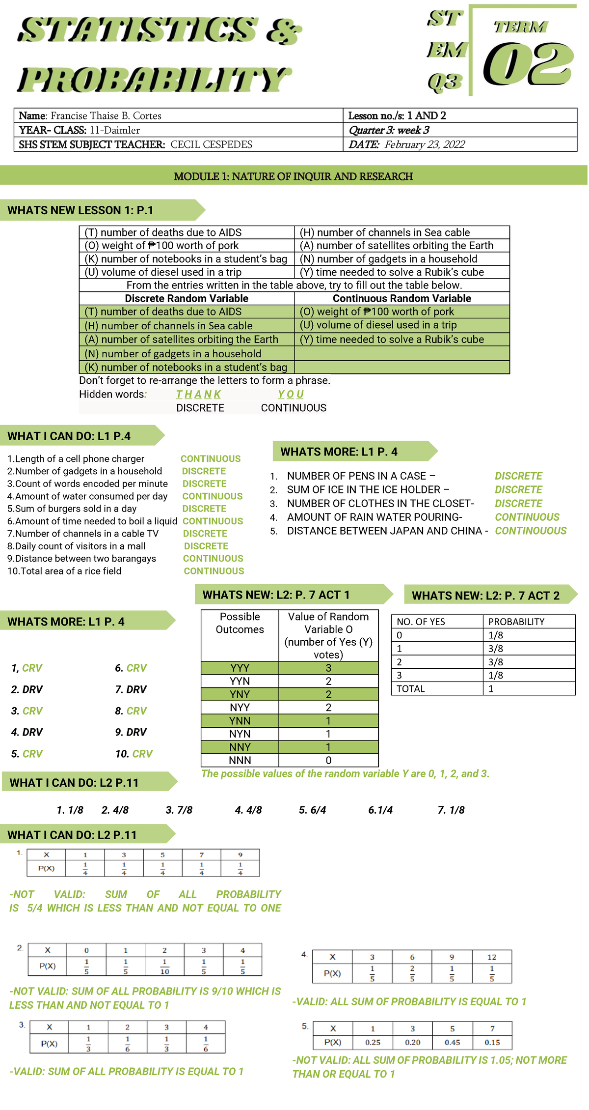 Cortes- Module 1 Statistics - Pharmacy - Studocu