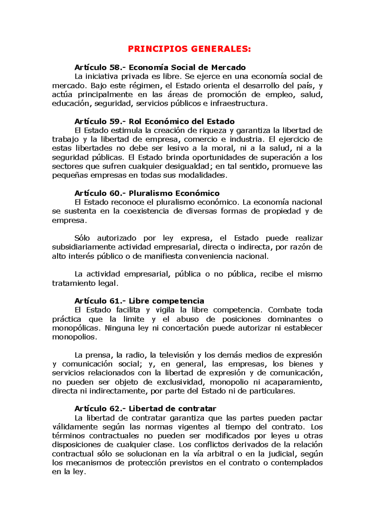 La Constitución Política del Estado - PRINCIPIOS GENERALES: Artículo 58 ...