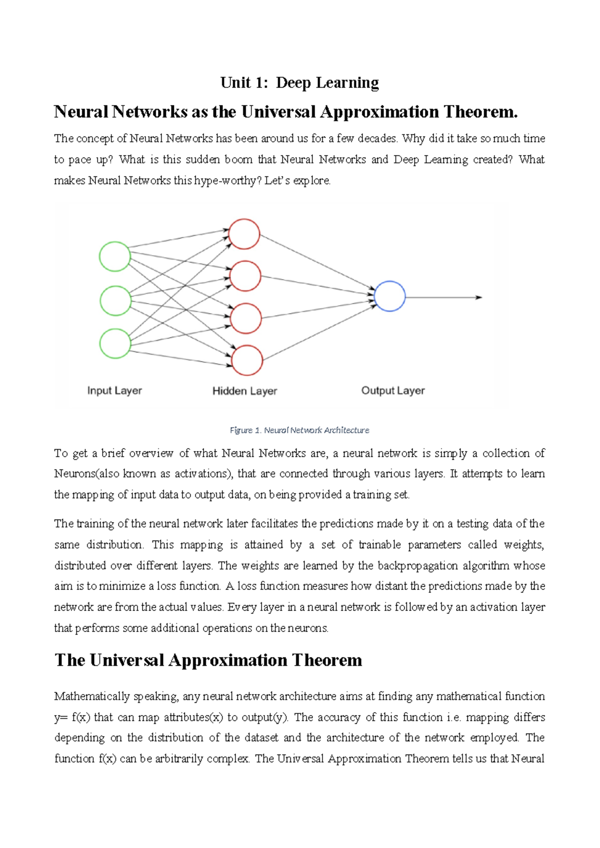Unit 1Neural Networks as the Universal Approximation Theorem - The ...