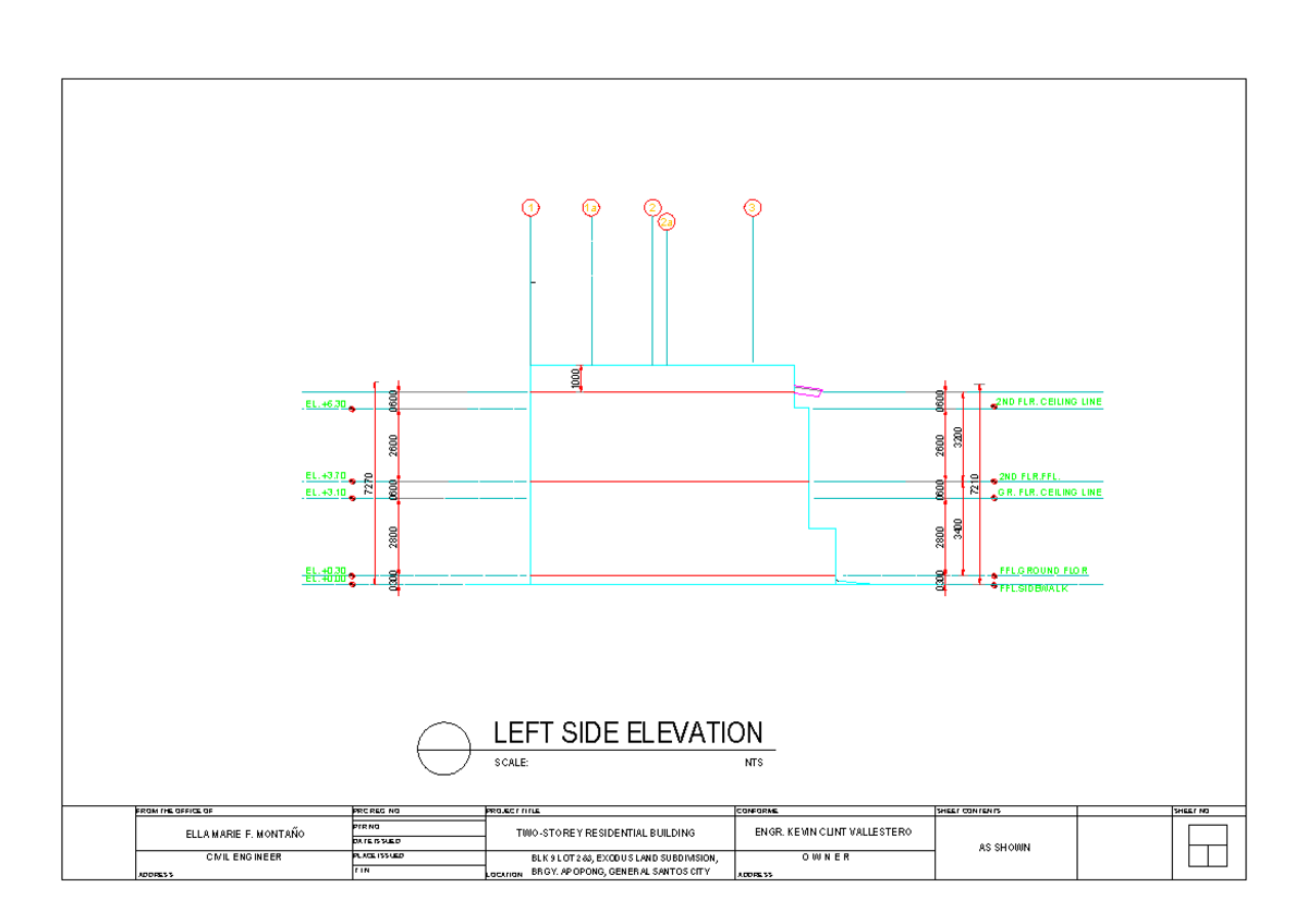 LEFT SIDE - waw - 1000 GR. FLR. CEILING LINE FFL 3400 3200 2ND FLR ...