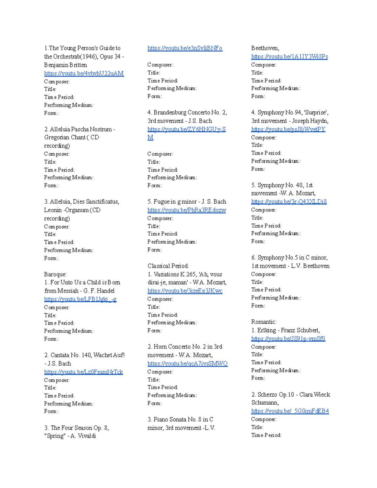 Classical Music Composers and Works - Studocu