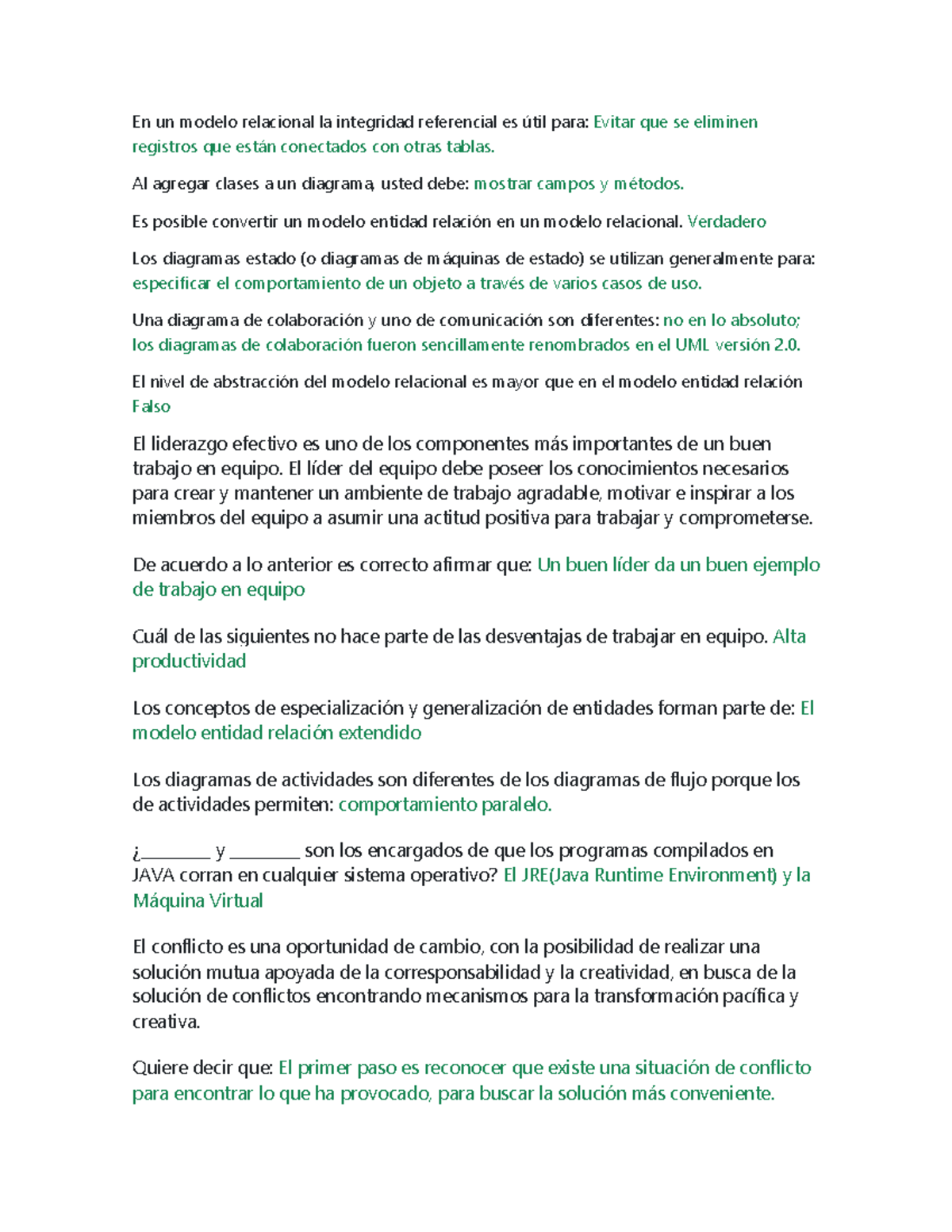 Cuestionario P03 - En un modelo relacional la integridad referencial es ...