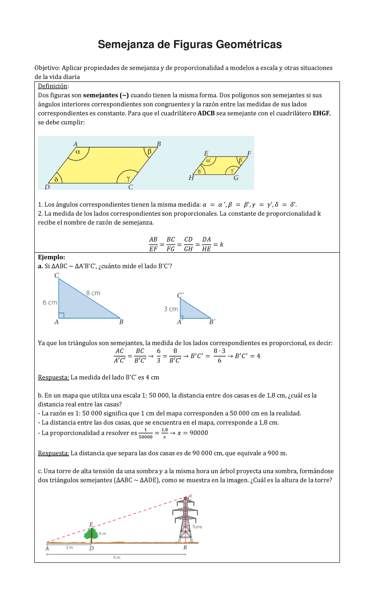 [Matemáticas] Semejanzas en Figuras Geométricas - ####### Asignatura ...