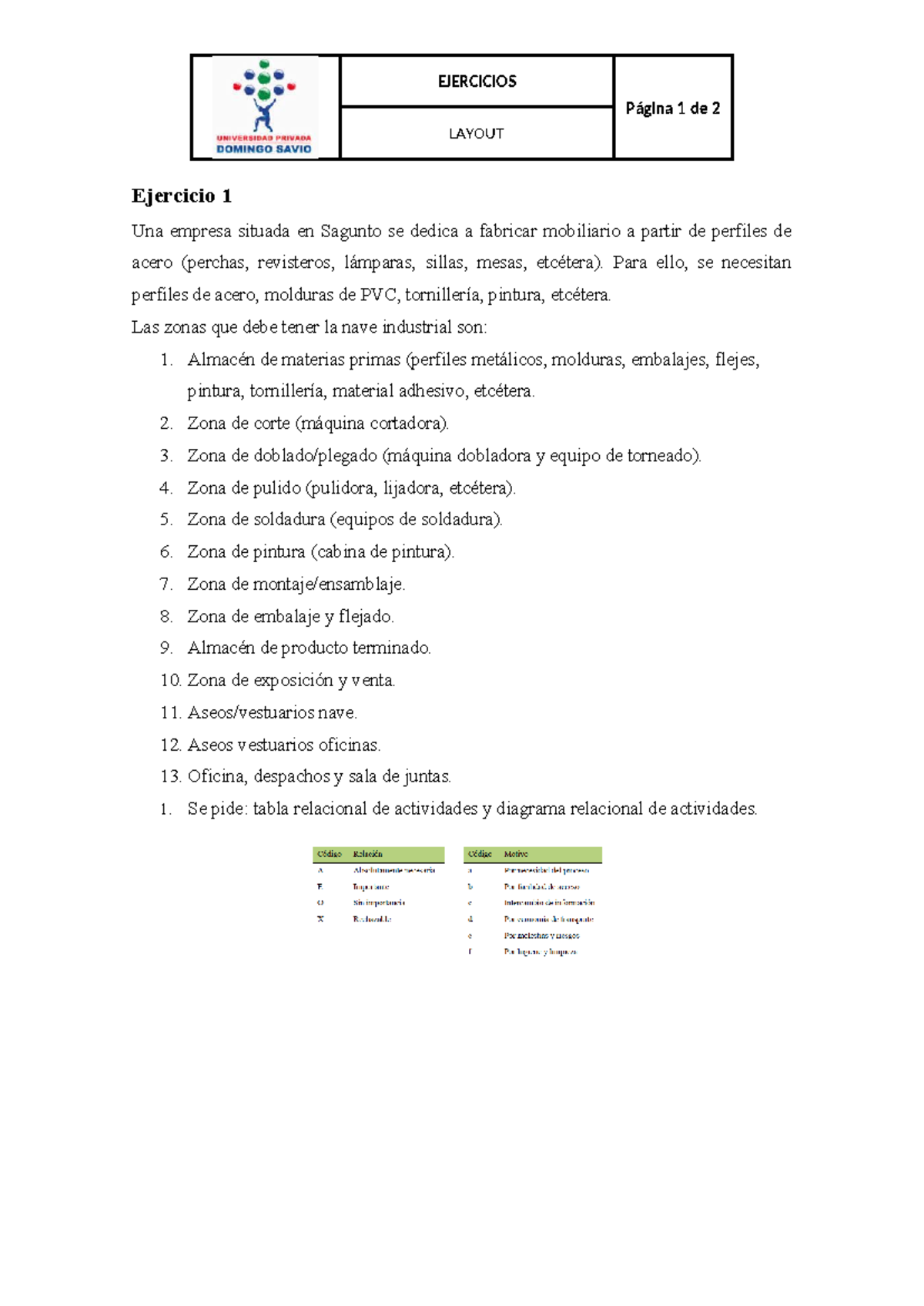 Ejercicios Layout - Práctica - EJERCICIOS Página 1 de 2 LAYOUT Ejercicio 1 Una empresa situada ...