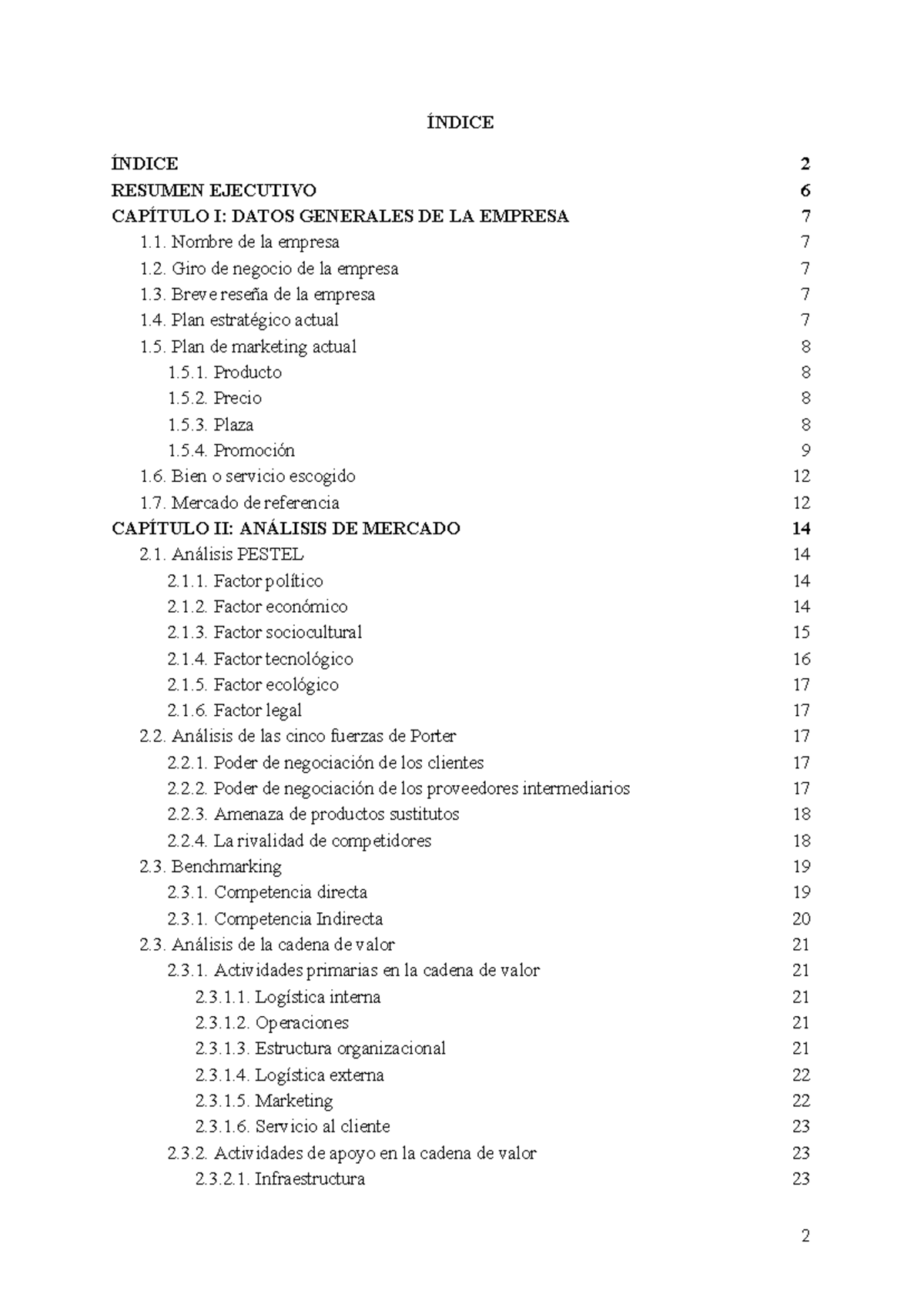 Producto acreditable - G6 (1) - ÍNDICE ÍNDICE RESUMEN EJECUTIVO CAPÍTULO I: DATOS GENERALES DE ...