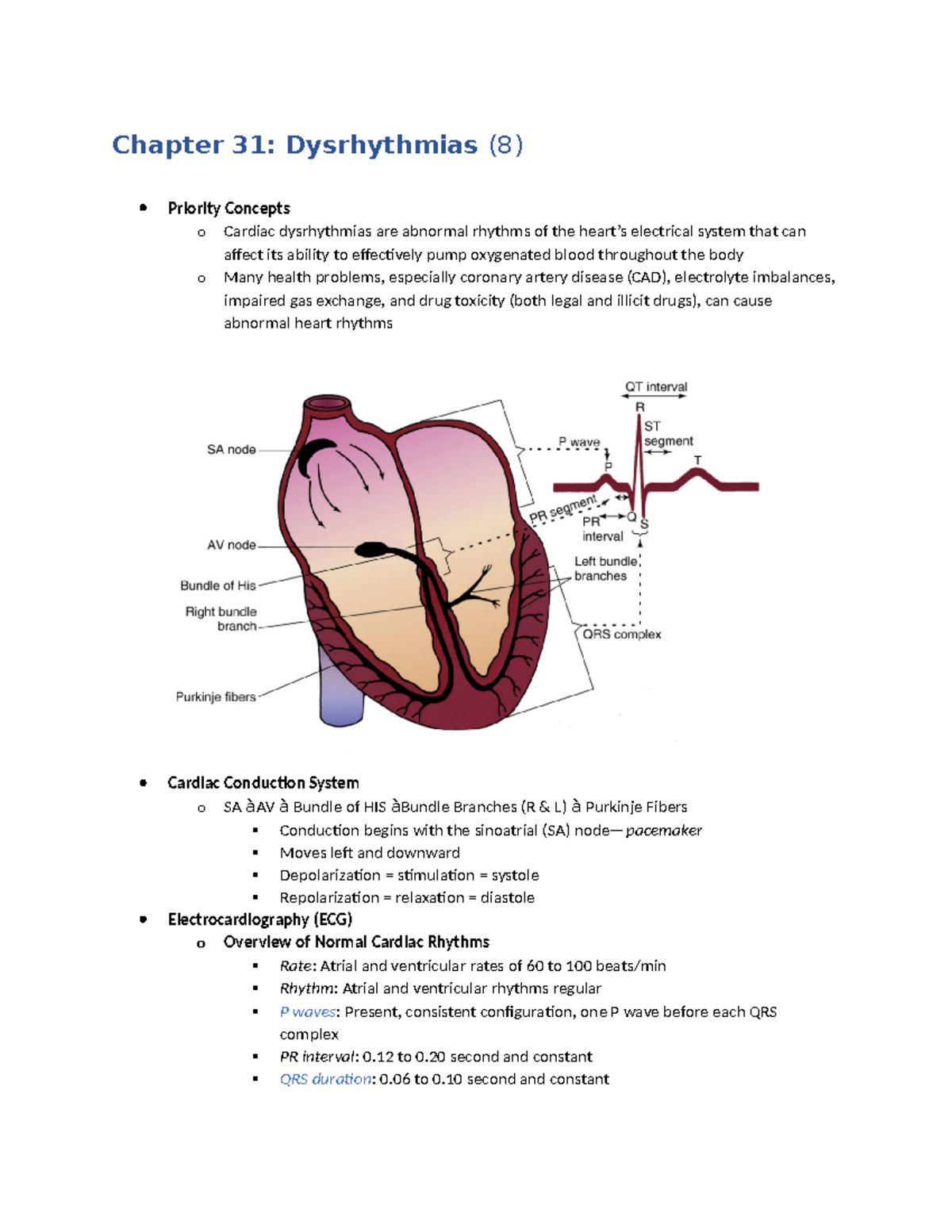 Heart and Neuro - Chapter 31: Dysrhythmias (8) Priority Concepts o ...