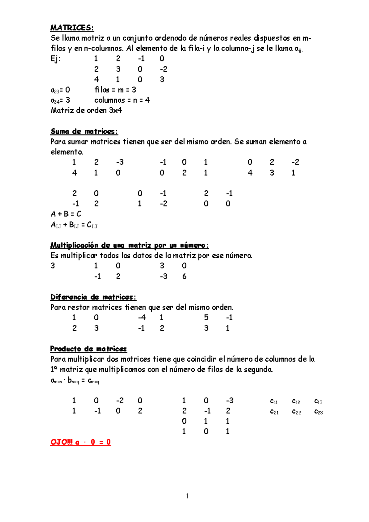 Matematicas - TEMA 2 - prueba de aceso - MATRICES: Se llama matriz a un ...