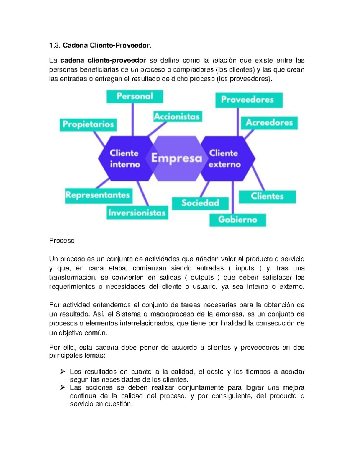 1.3. Cadena Cliente-Proveedor - Cadena Cliente-Proveedor. La cadena ...