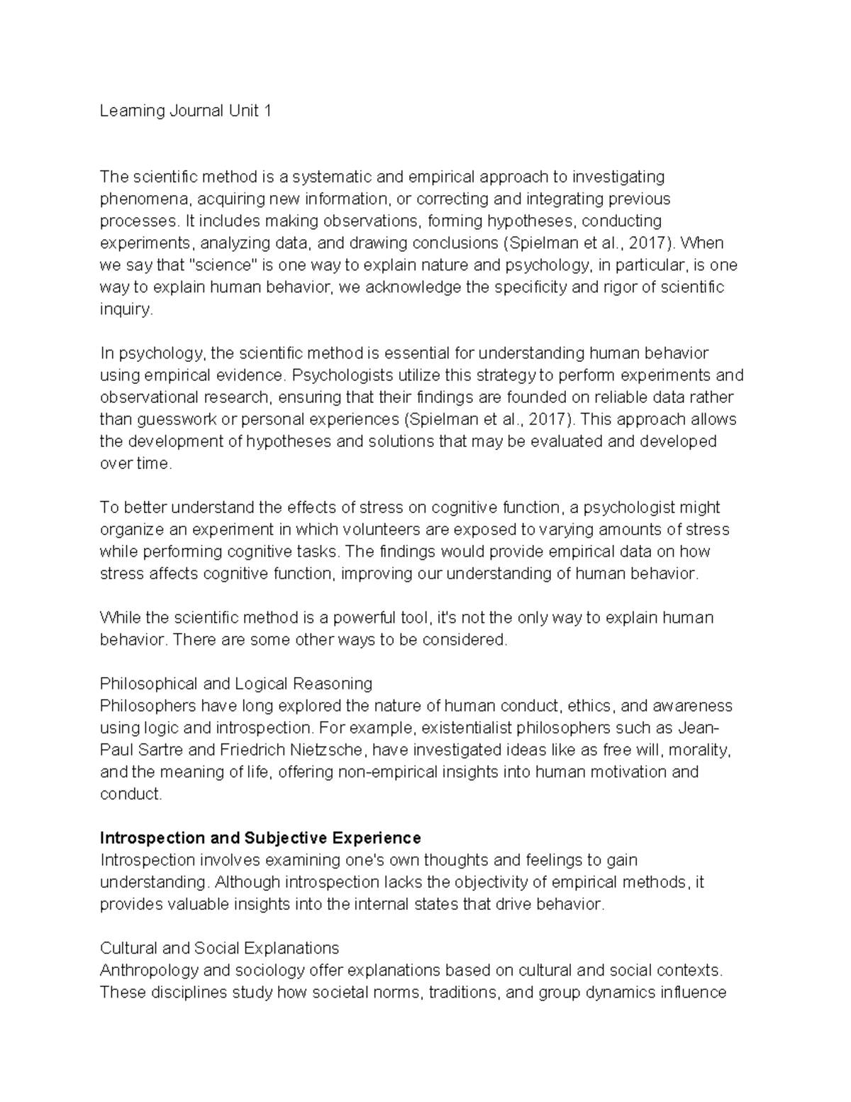 Learning Journal Unit 1 - It includes making observations, forming ...