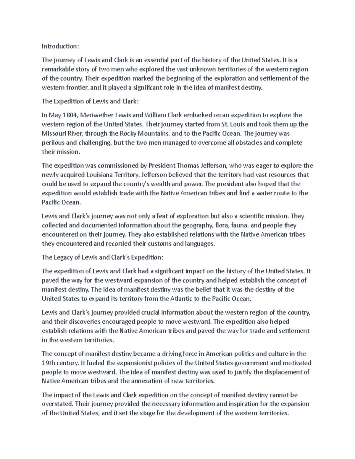 Lewis and Clark to Manifest Destiny - Introduction: The journey of ...