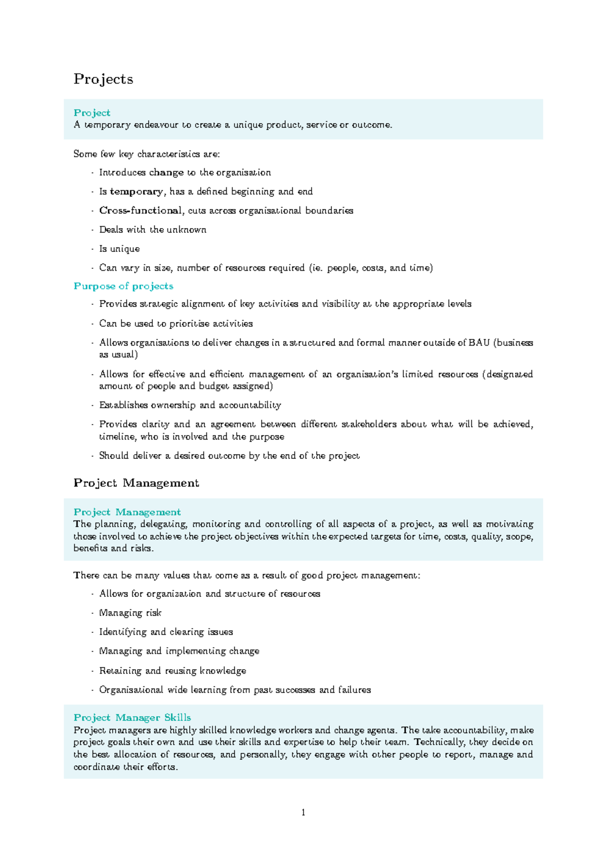 SWEN90016 Summary - eeeeeee - Projects Project A temporary endeavour to create a unique product ...