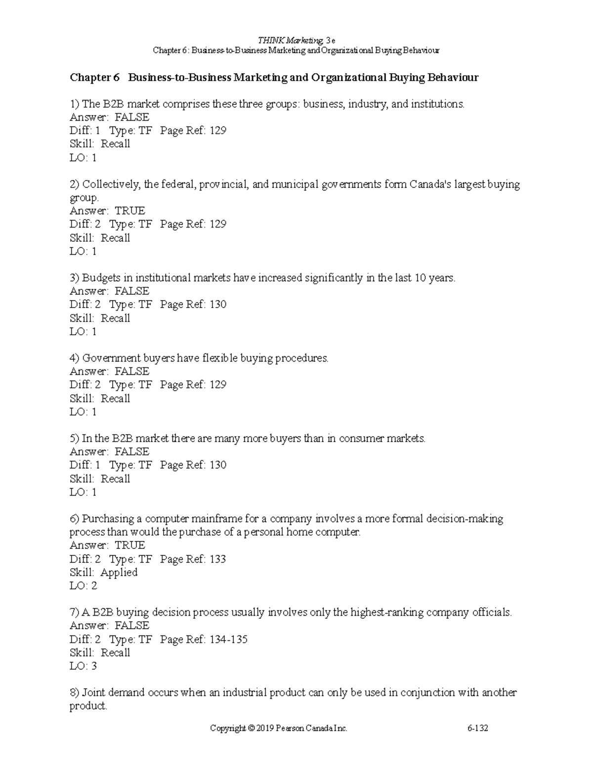 Quiz 1 June 2019, questions and answers - Chapter 6: Business-to ...
