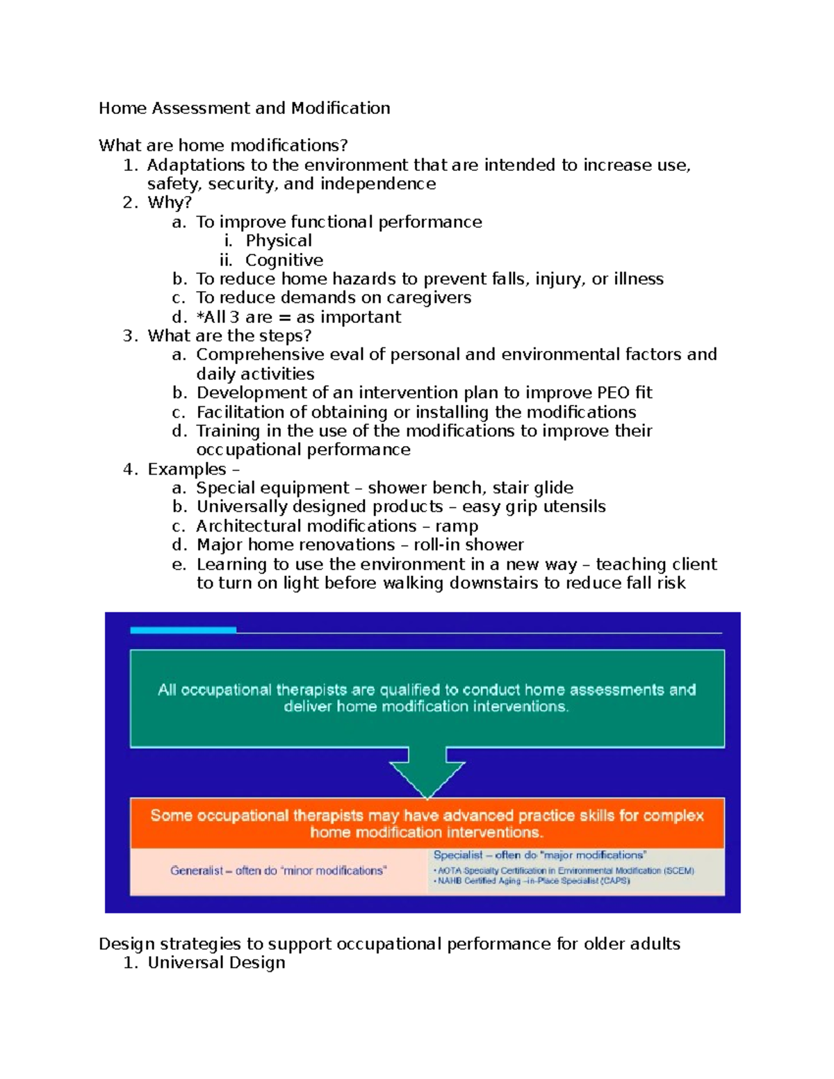 Home Assessment and Modification Notes - Home Assessment and ...