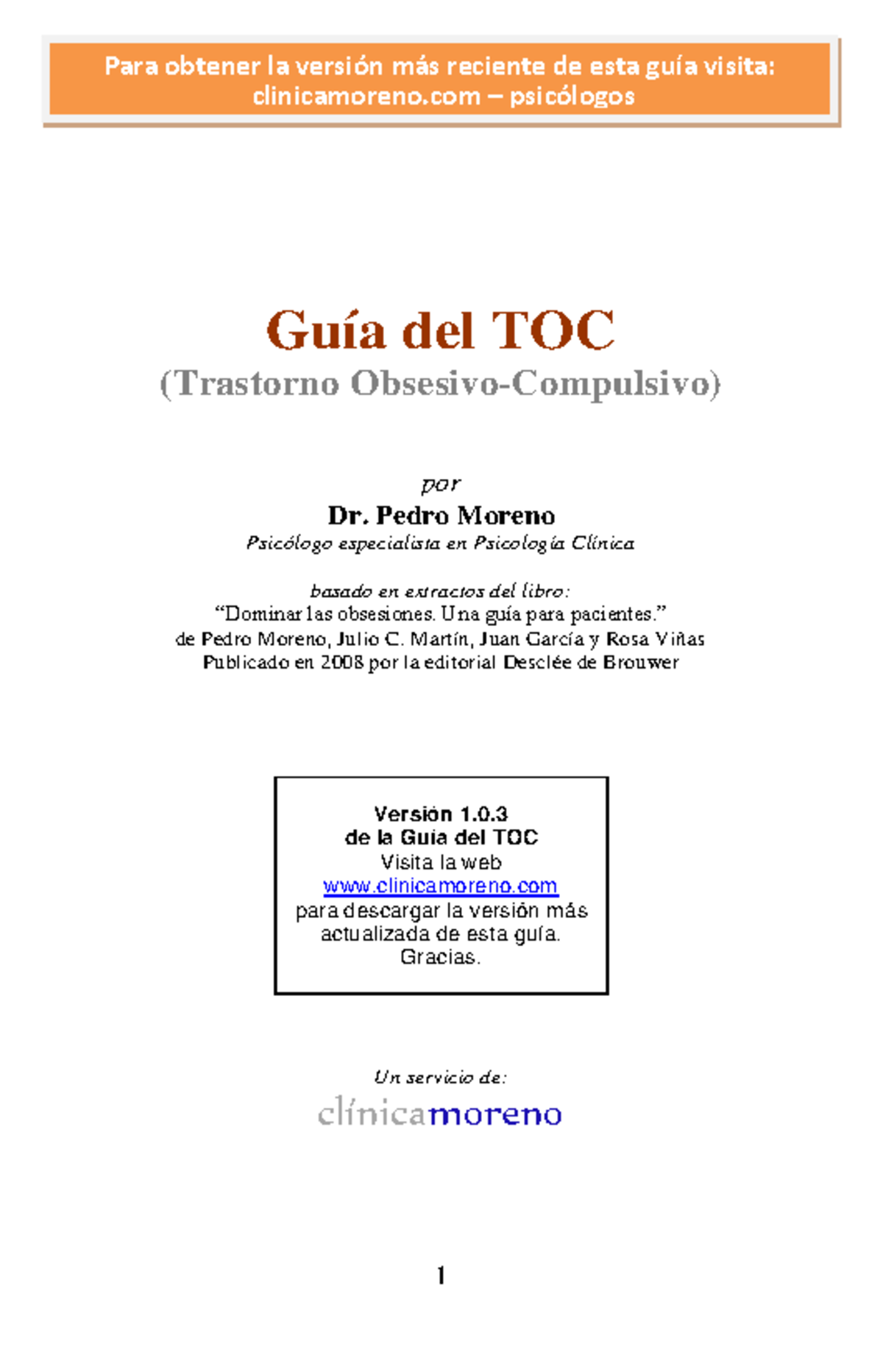 Guia para pacientes con TOC - clinicamoreno – psicólogos Guía del TOC ...
