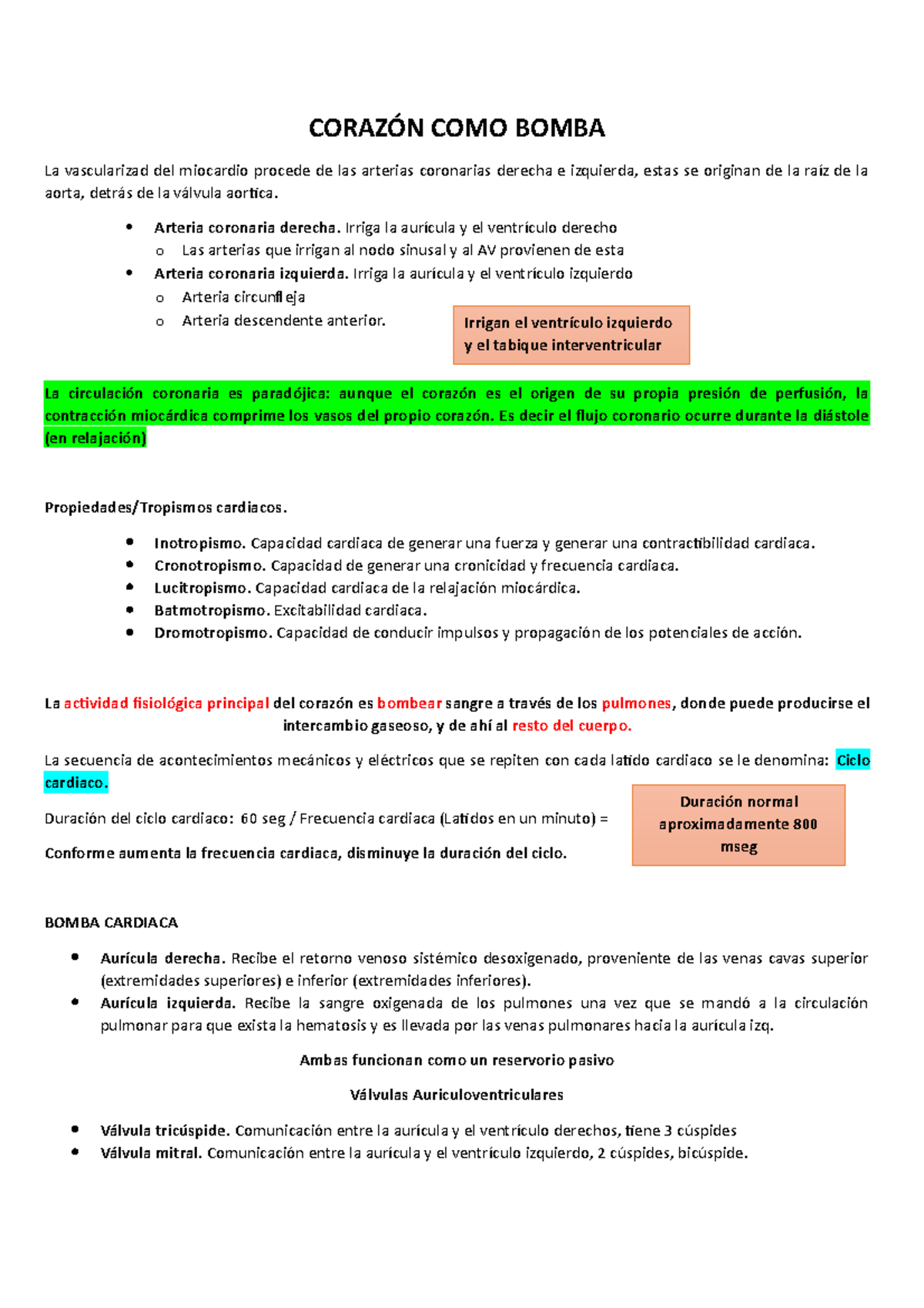 Corazón como bomba - Modulo de fisiológica cardiaca - CORAZÓN COMO ...