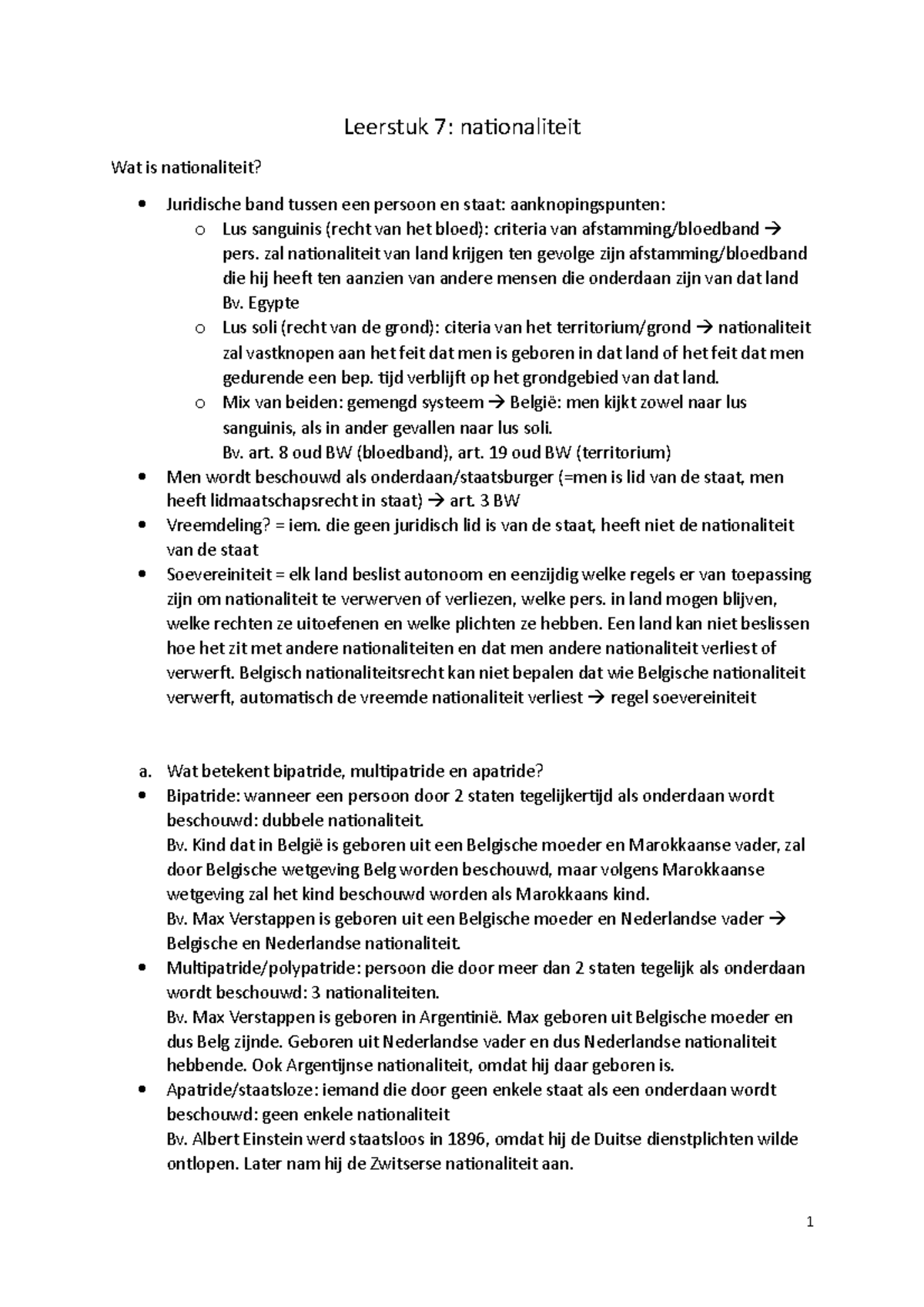 Nationaliteit - Leerstuk 7: nationaliteit Wat is nationaliteit ...