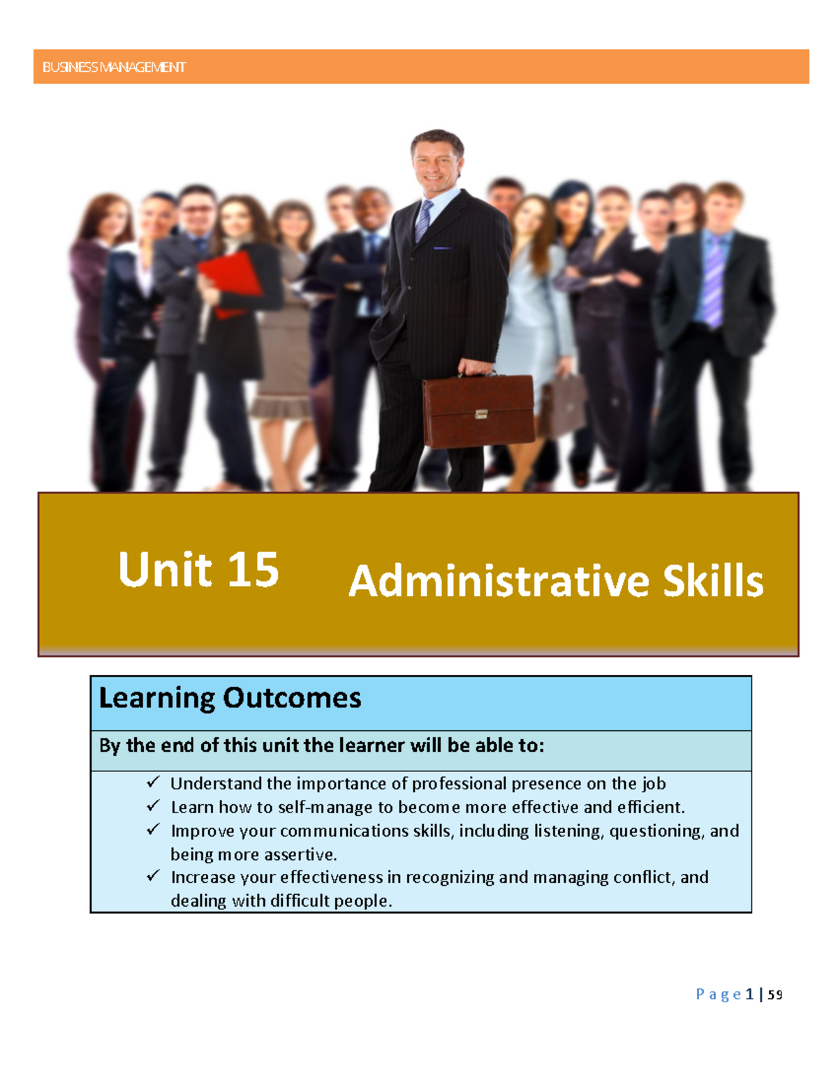 1582033185 Unit 15 Administrative Skills - 3 Learning Outcomes By the end of this unit the ...