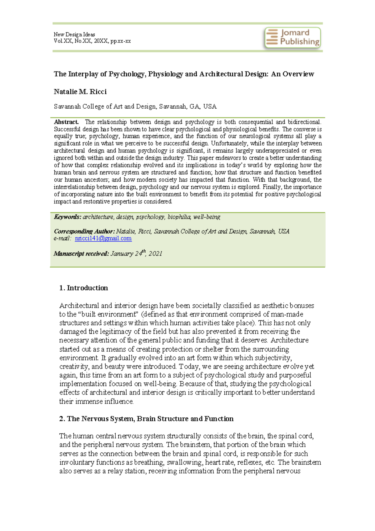 Ricci Psychology-of-Design Revised-2021-May1 - New Design Ideas Vol, No ...