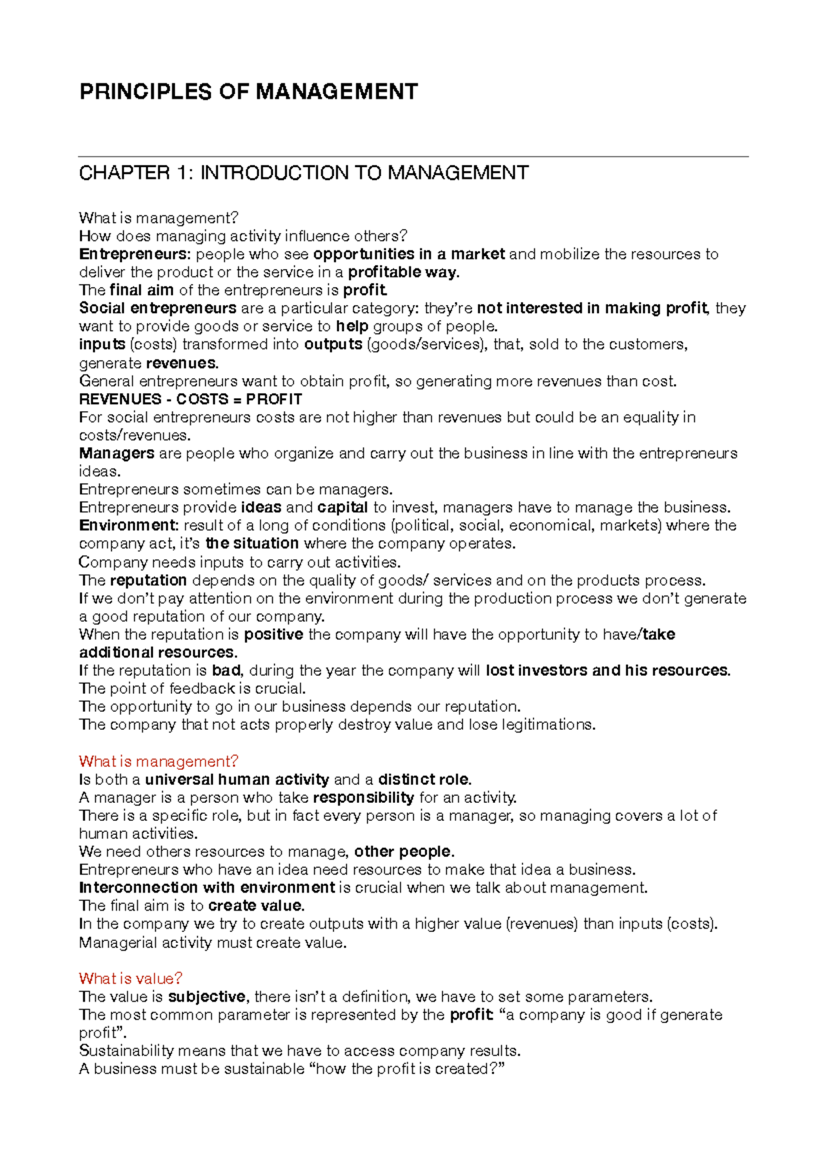 Principles of management chapter 1-2-3-4 + 1 case study - PRINCIPLES OF ...