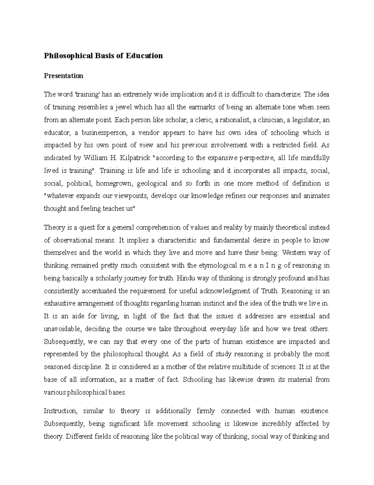 Philosophical Basis of Education - Philosophical Basis of Education Presentation The word ...