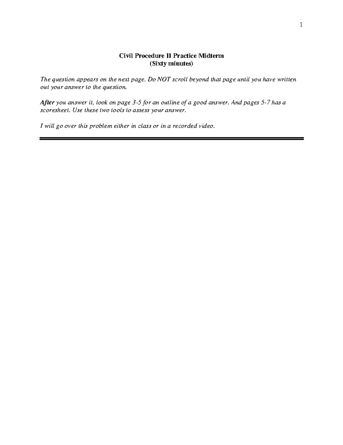 Civil Procedure Midterm with answer - Civil Procedure II Practice ...