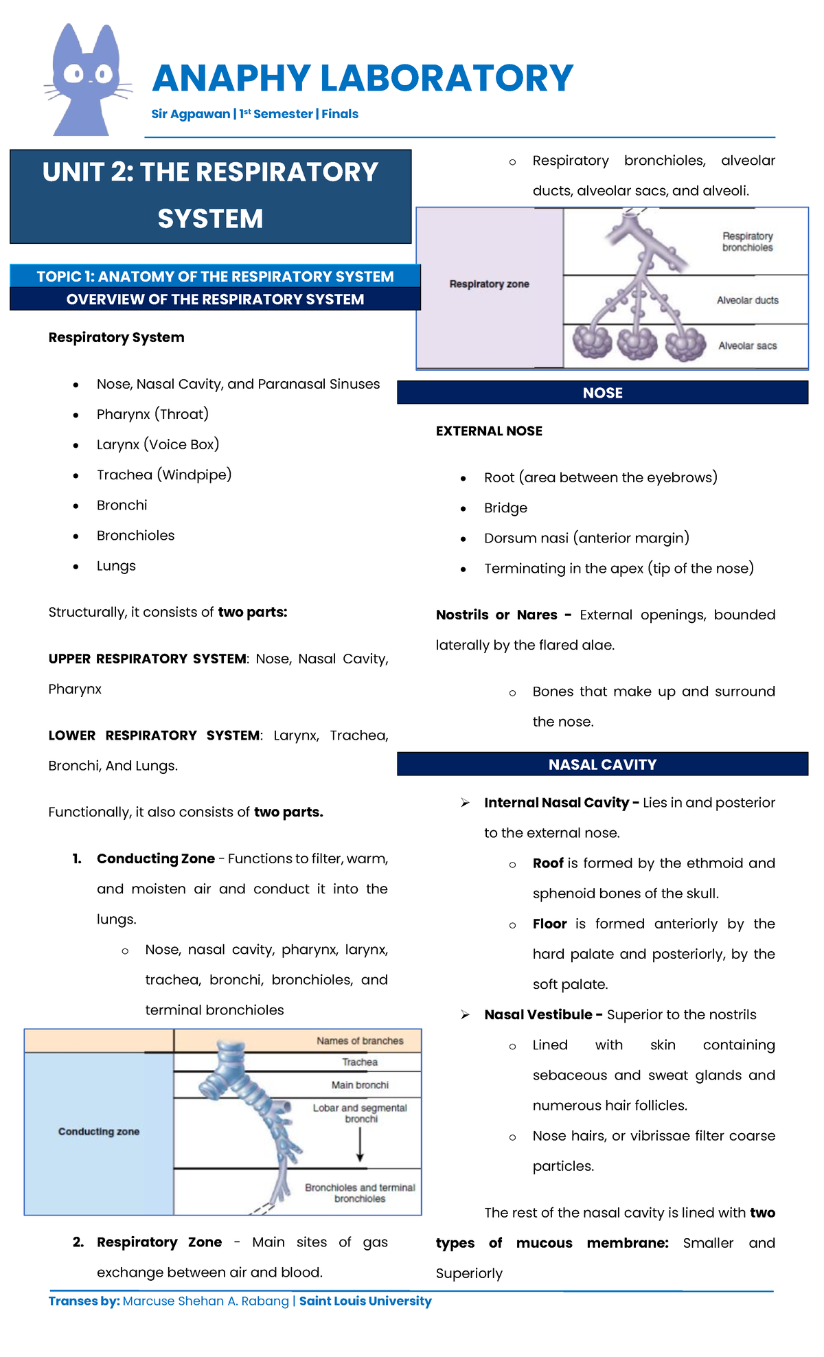1 - THE Respiratory System - LAB - Sir Agpawan | 1st Semester | Finals ...