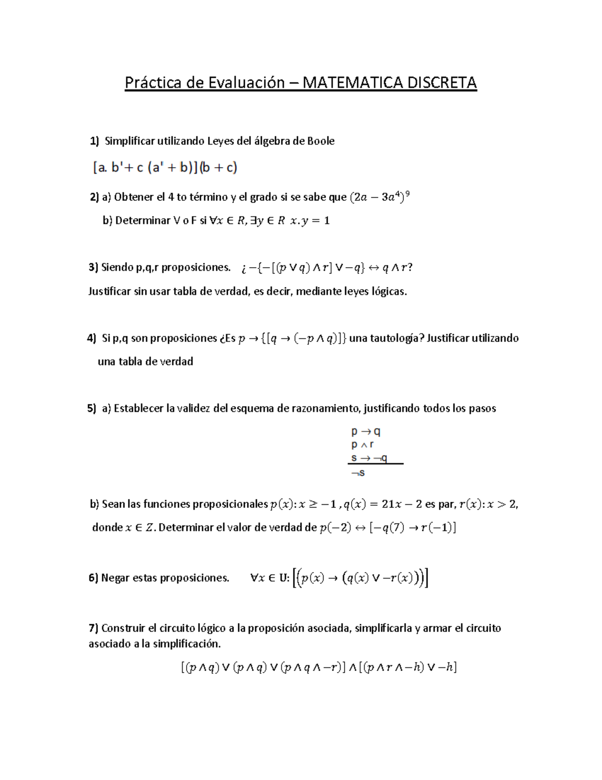 Práctica de Evaluación. primer Parcial MD 2021 - Pr·ctica de EvaluaciÛn – MATEMATICA DISCRETA ...