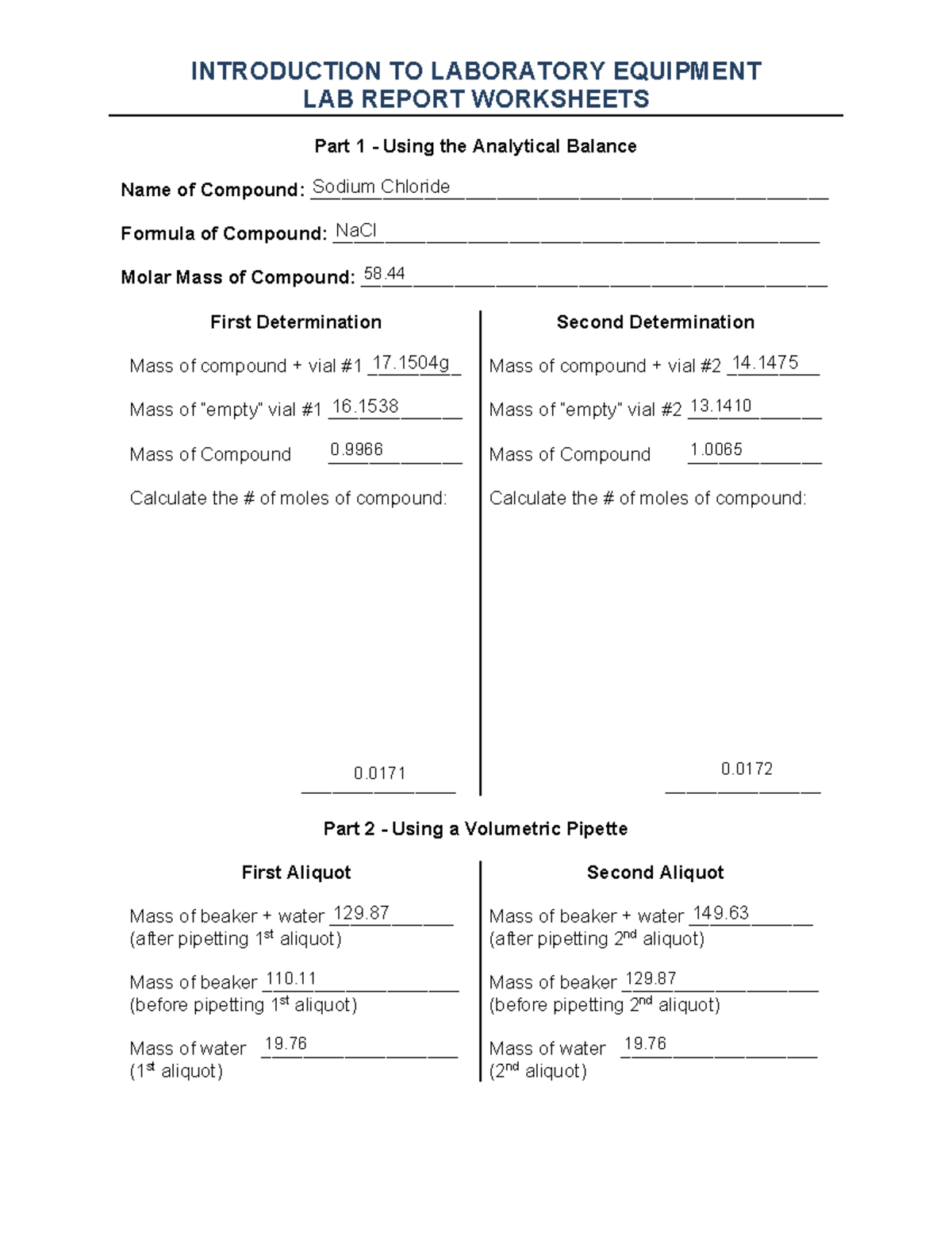 Module 1 report - INTRODUCTION TO LABORATORY EQUIPMENT LAB REPORT ...