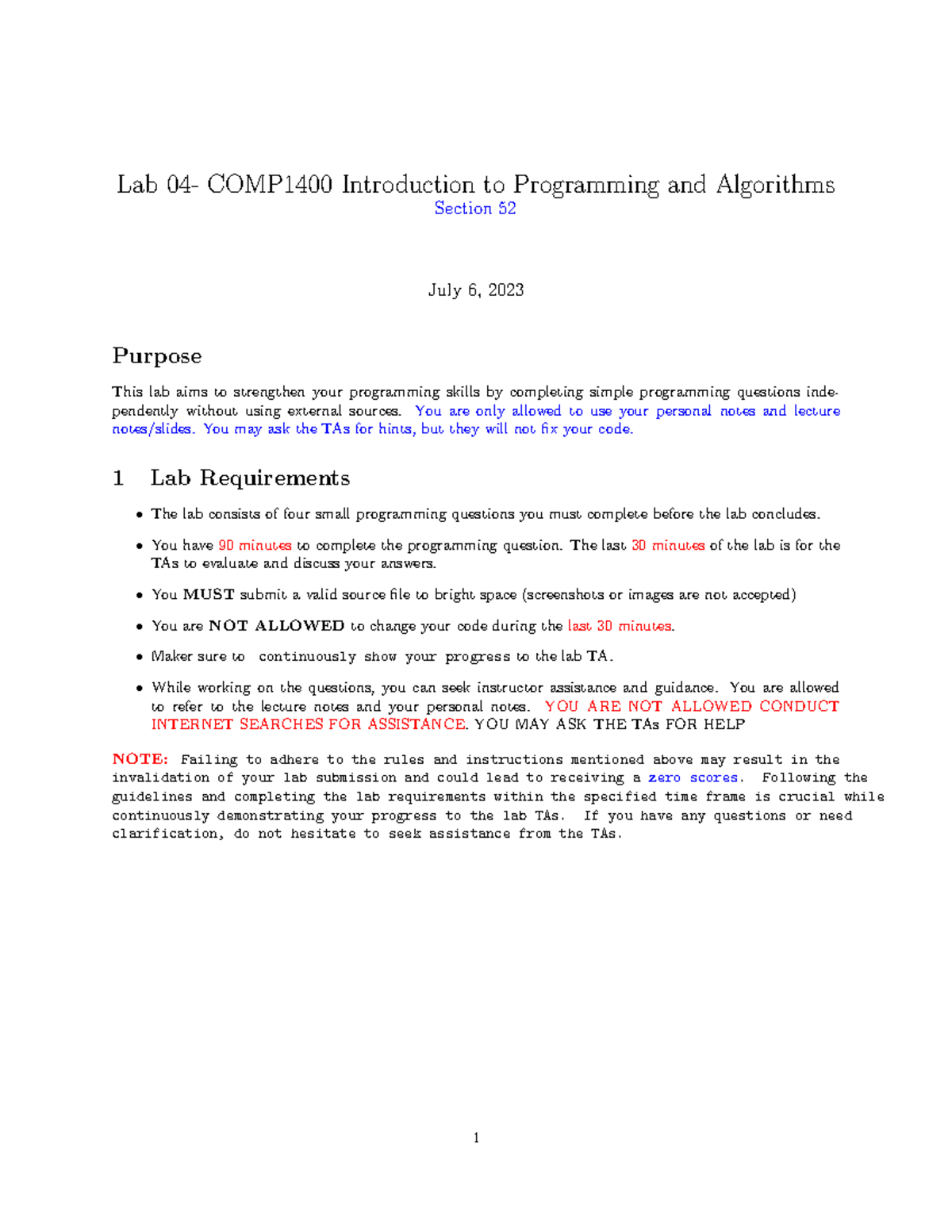 Section 52 Solution Lab 04 Comp1400 Introduction To Programming And Algorithms Section 52