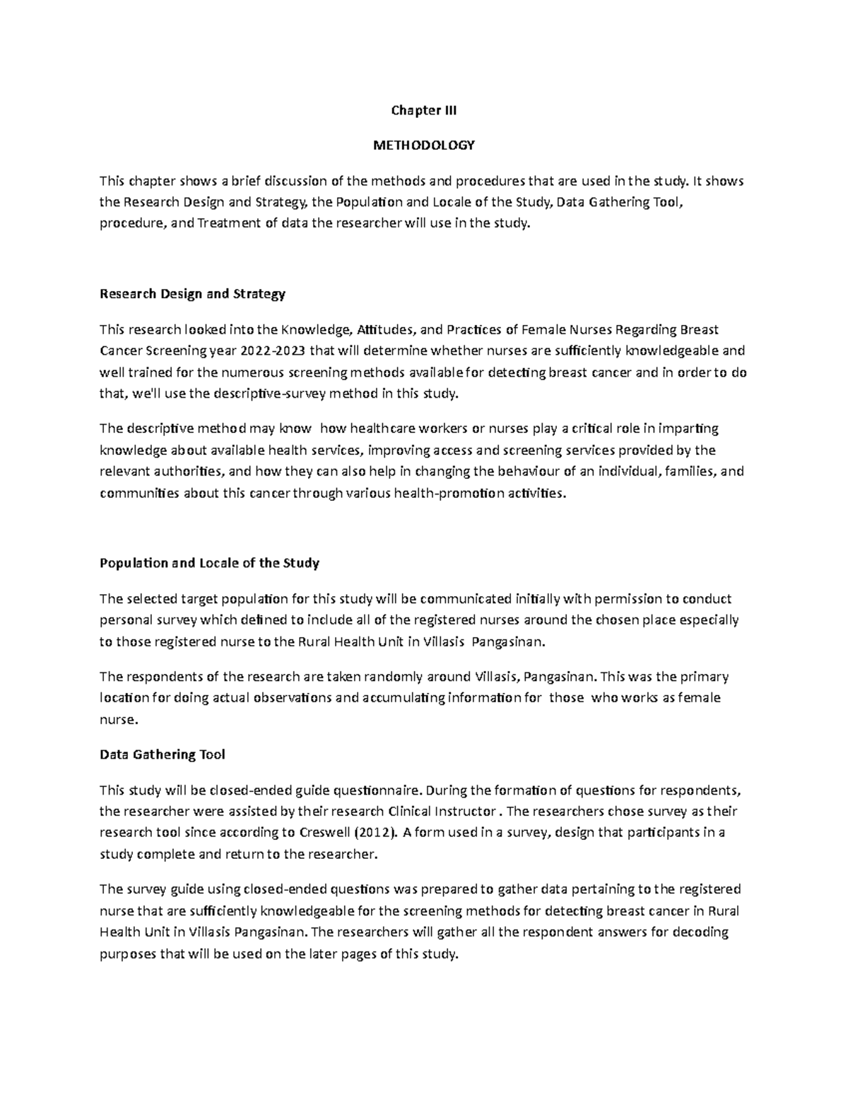 Methodology - It is nice to read - Chapter III METHODOLOGY This chapter ...