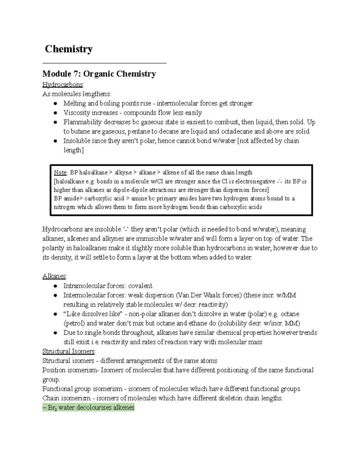 Chemistry - study notes for mod 5 - 8 - Chemistry —————————————— Module ...