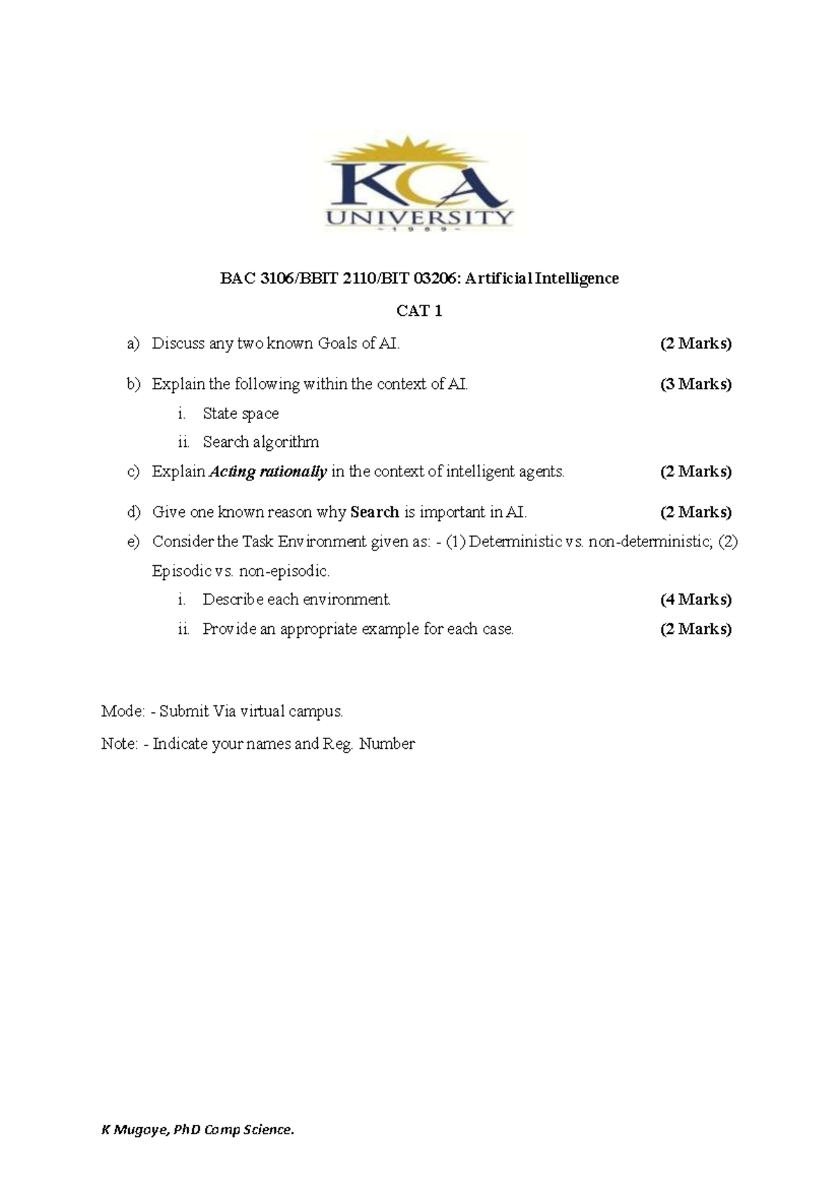 BAC-BBIT 2110-BIT 03206-CAT 1-2024 - K Mugoye, PhD Comp Science. BAC ...