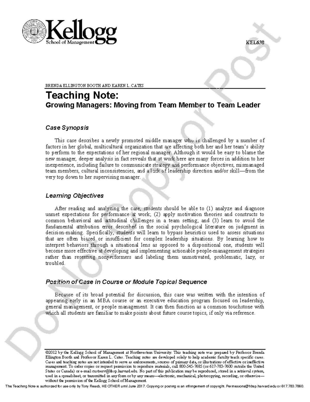 Growing Managers Teaching Note KEL630-PDF-ENG - ####### KEL ©2012 by ...