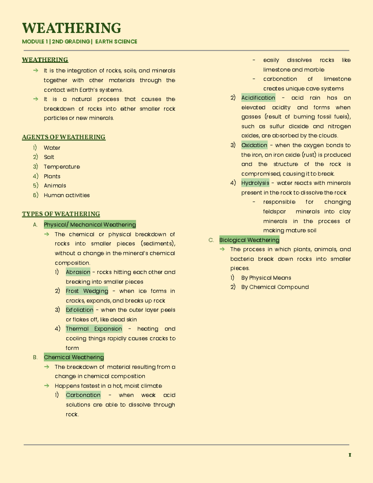 2- Weathering - ddcs - WEATHERING MODULE 1 | 2ND GRADING | EARTH ...
