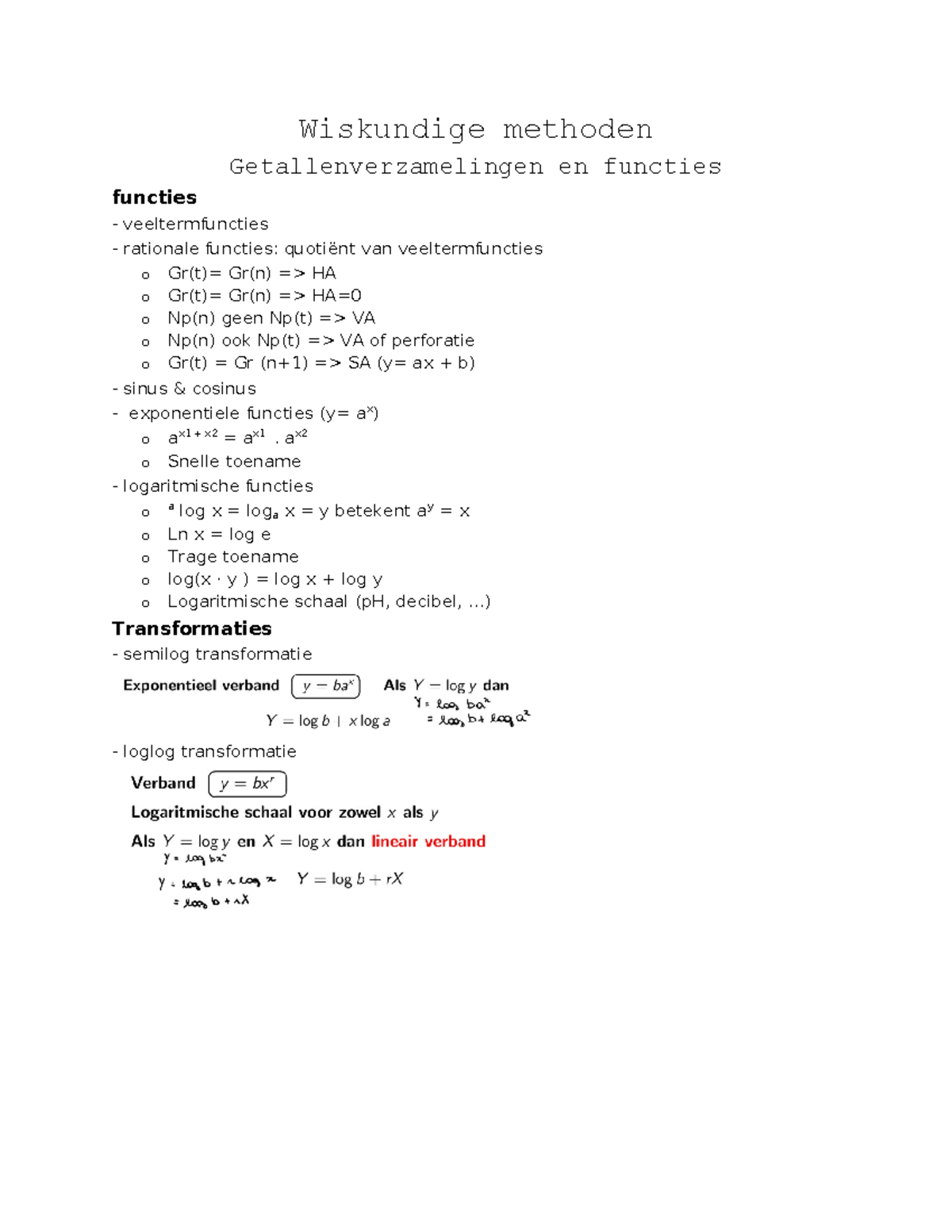 Wiskundige methoden volledige samenvatting - Wiskundige methoden ...