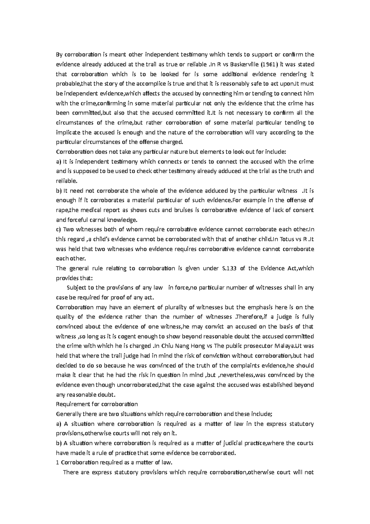 Course work group 4 - CONCEPT OF INSUARENCE - By corroboration is meant ...