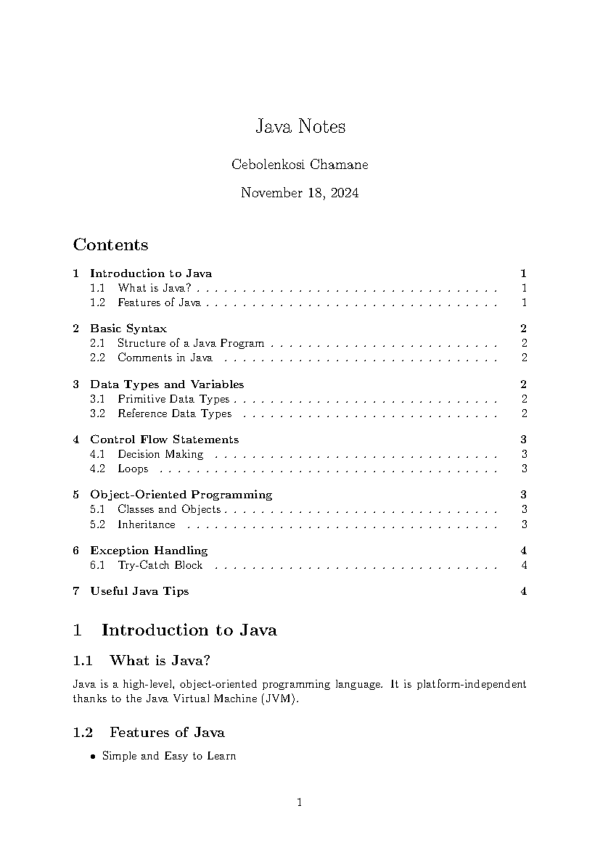 Java notes - Summary Absolute Java - Java Notes Cebolenkosi Chamane ...