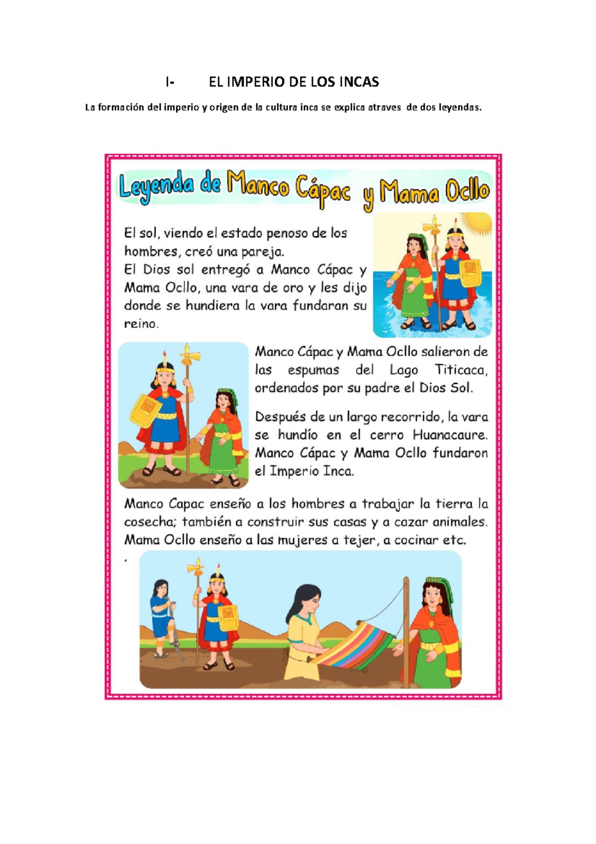 EL Imperio DE LOS Incas - fsdfsdfsdf - I- EL IMPERIO DE LOS INCAS La formación del imperio y ...