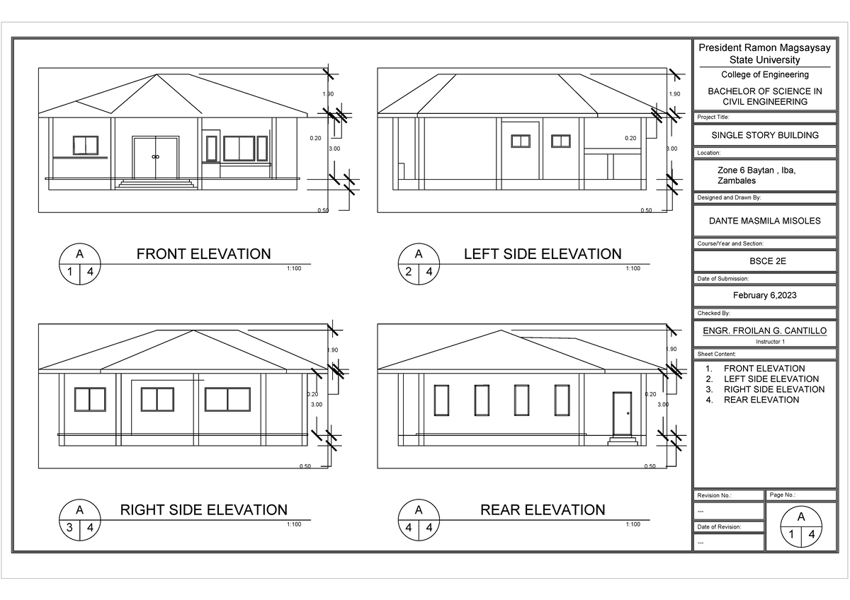 Dante misoles final project-A 3-4 - LEFT SIDE ELEVATION 1: A 3 4 FRONT ...