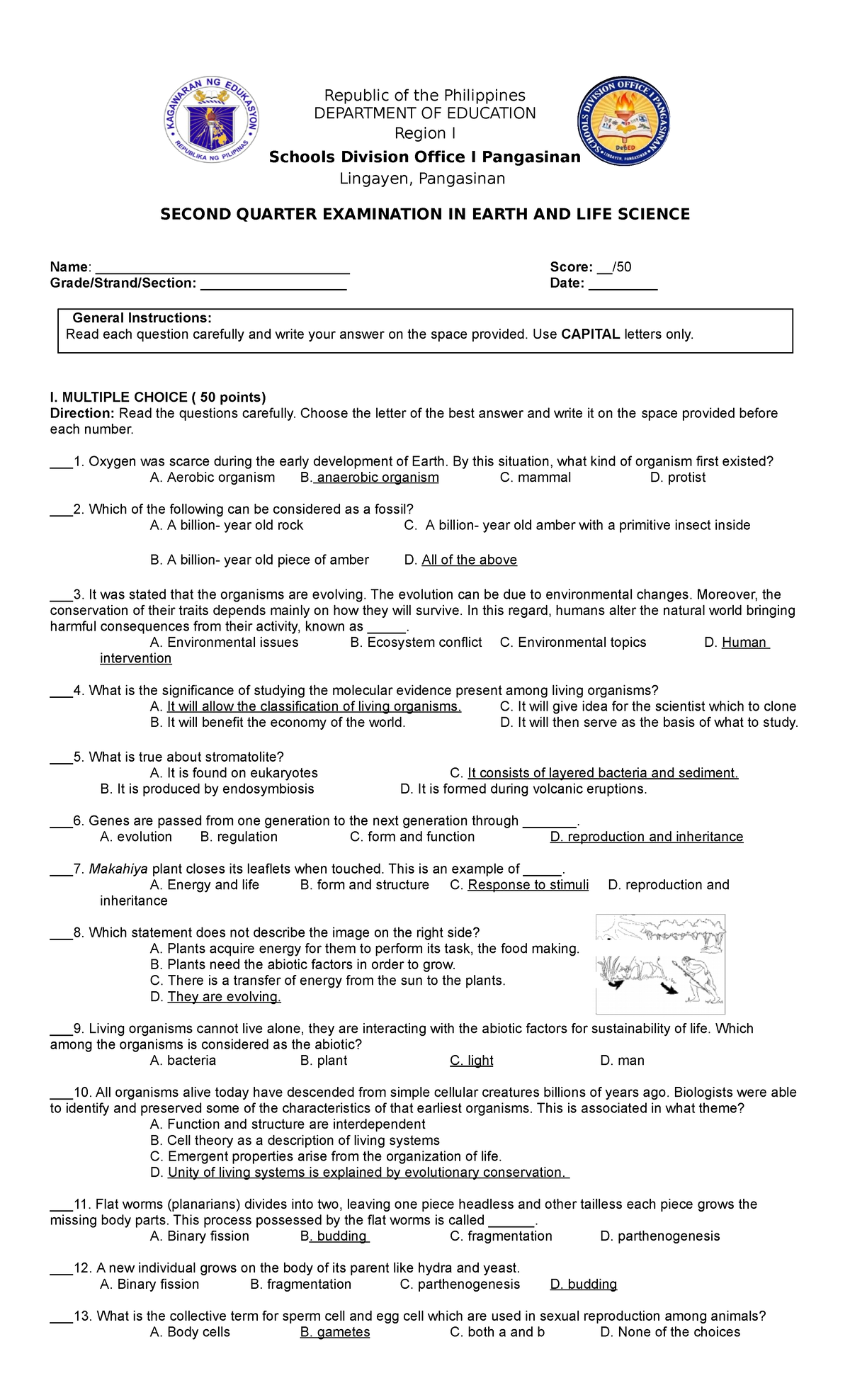 ELS 2ND Quarter EXAM long Key Answer - Republic of the Philippines ...