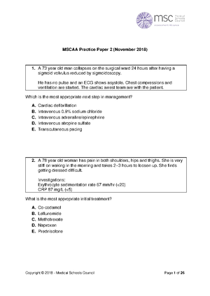 practice paper for final years with answer - Questions and Correct ...