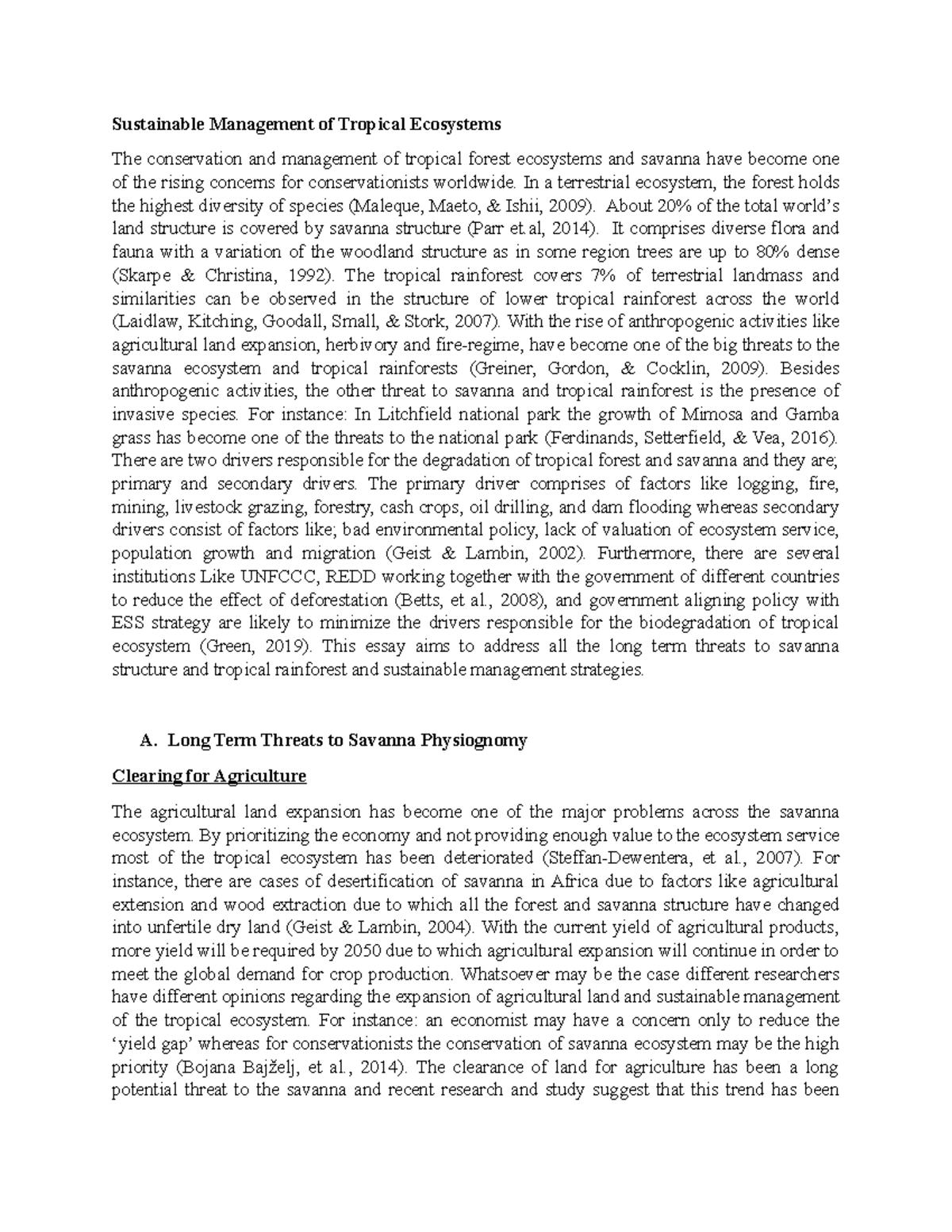 Sustainable management of tropical ecosystem - Sustainable Management ...