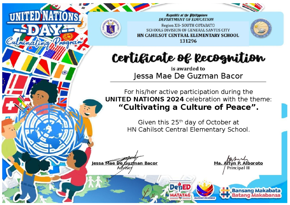 UN-Certificate - english - College English II ENG - Jessa Mae De Guzman ...
