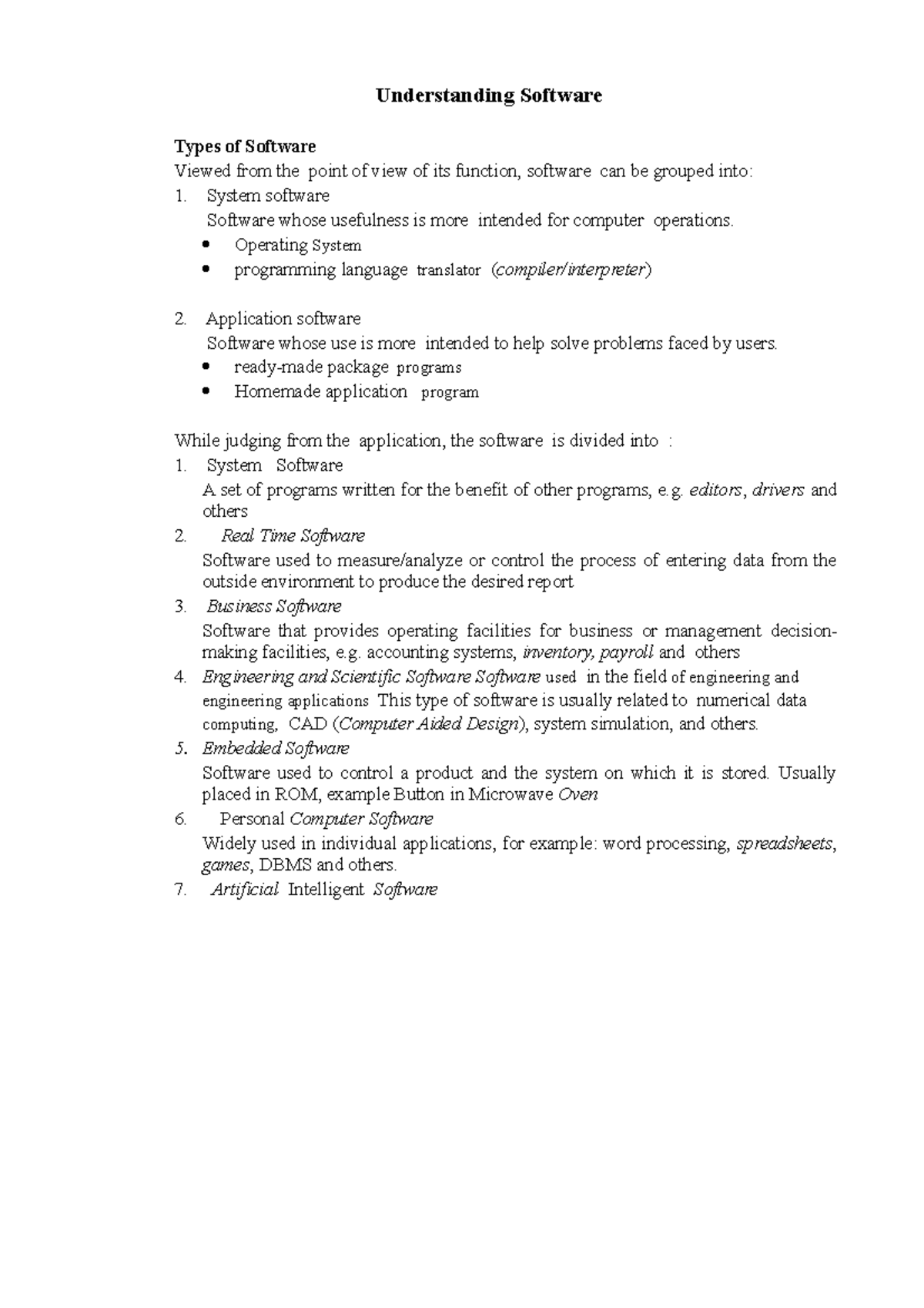 Understanding Software - Understanding Software Types of Software ...