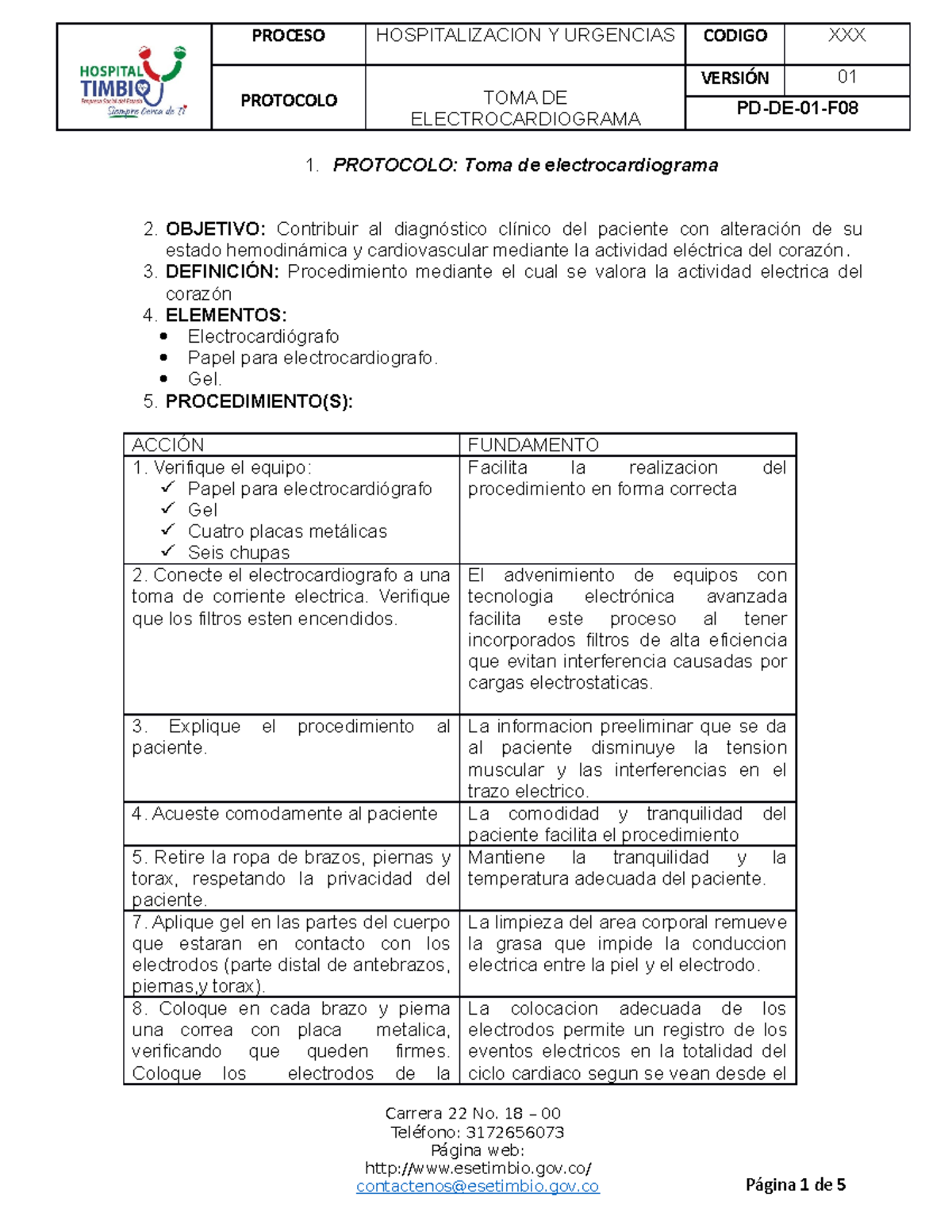 TOMA DE EKG - TOMA DE EKG - PROTOCOLO TOMA DE ELECTROCARDIOGRAMA ...