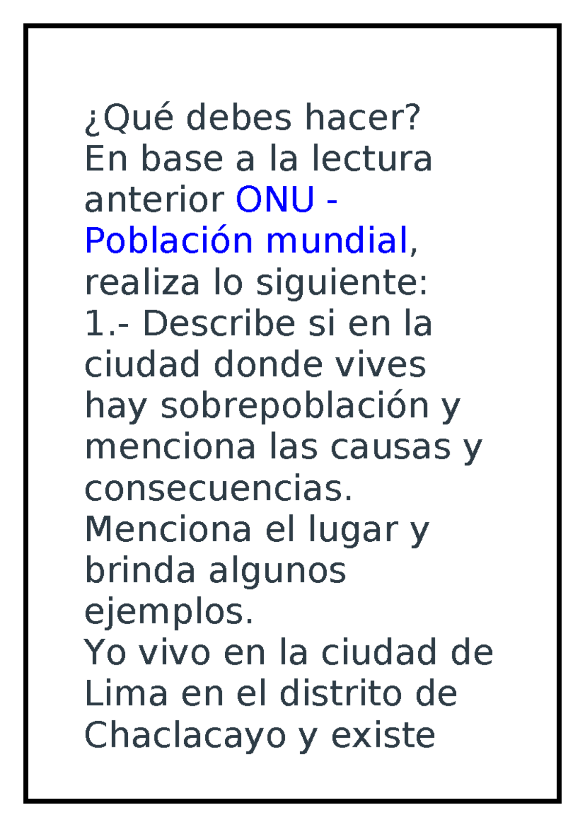 Entrega de la PC1 texto argumentativo 123456 - ¿Qué debes hacer? En base a la lectura anterior ...