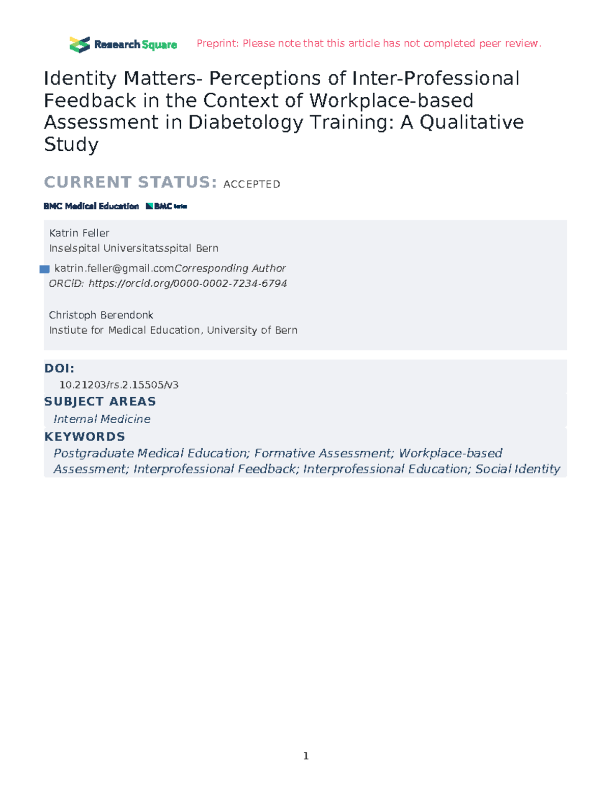 Identity Matters- Perceptions of Inter-Professiona - Preprint: Please ...